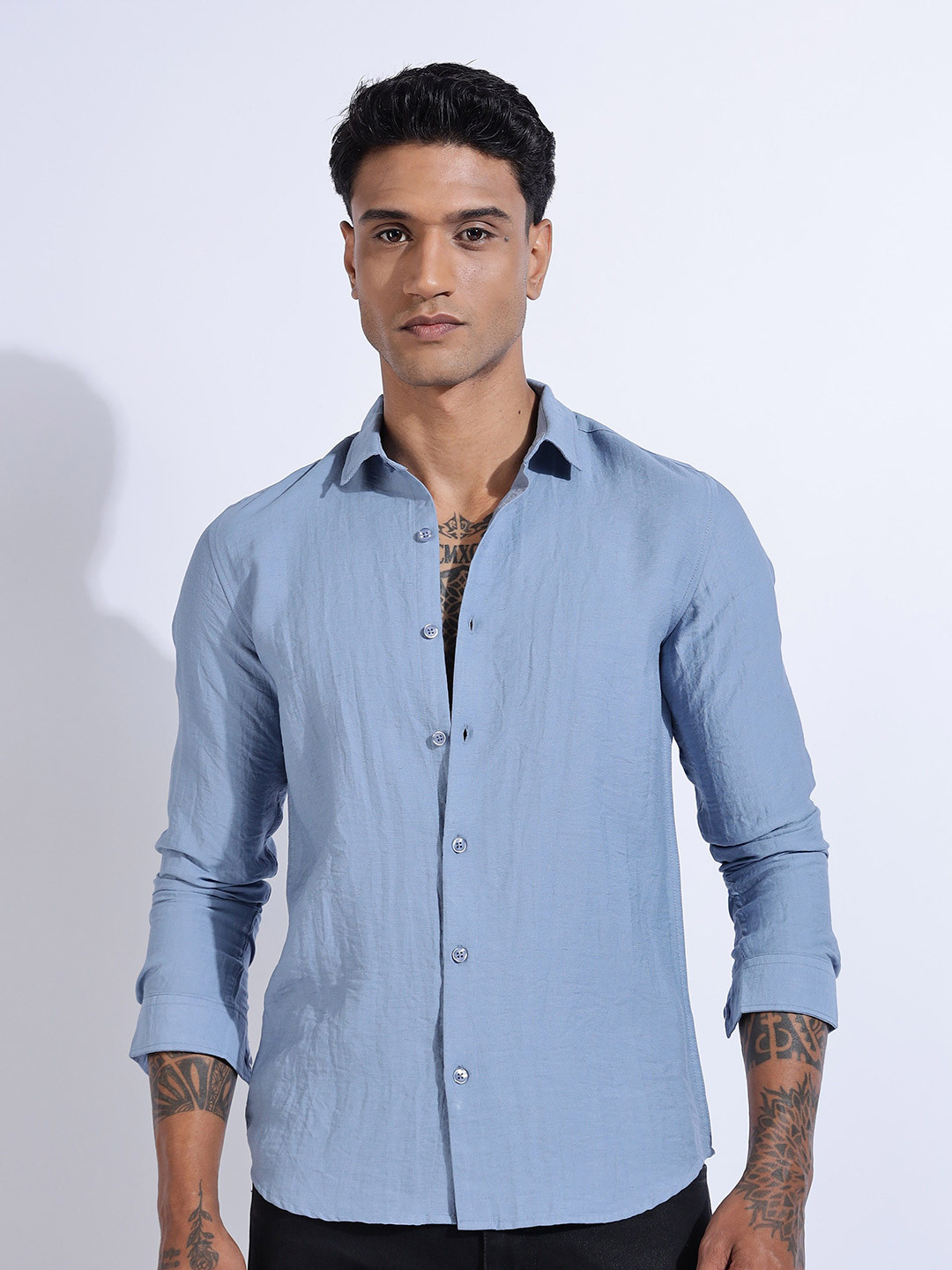 Buy THE BEETEL HOUSE Men Lucas Look Linen Regular Slim Fit Casual Shirt ...