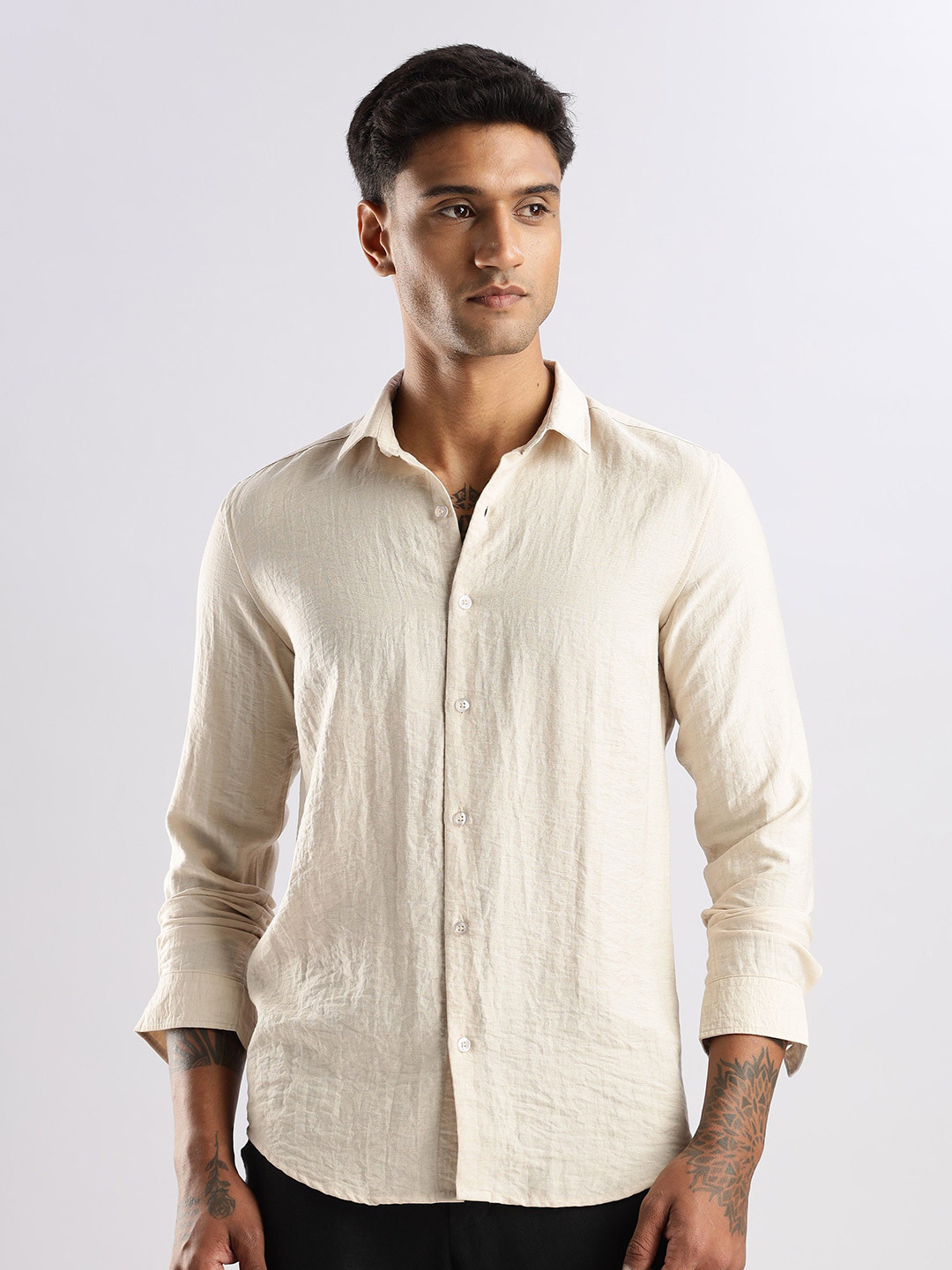 Buy THE BEETEL HOUSE Men Lucas Look Linen Regular Slim Fit Casual Shirt ...