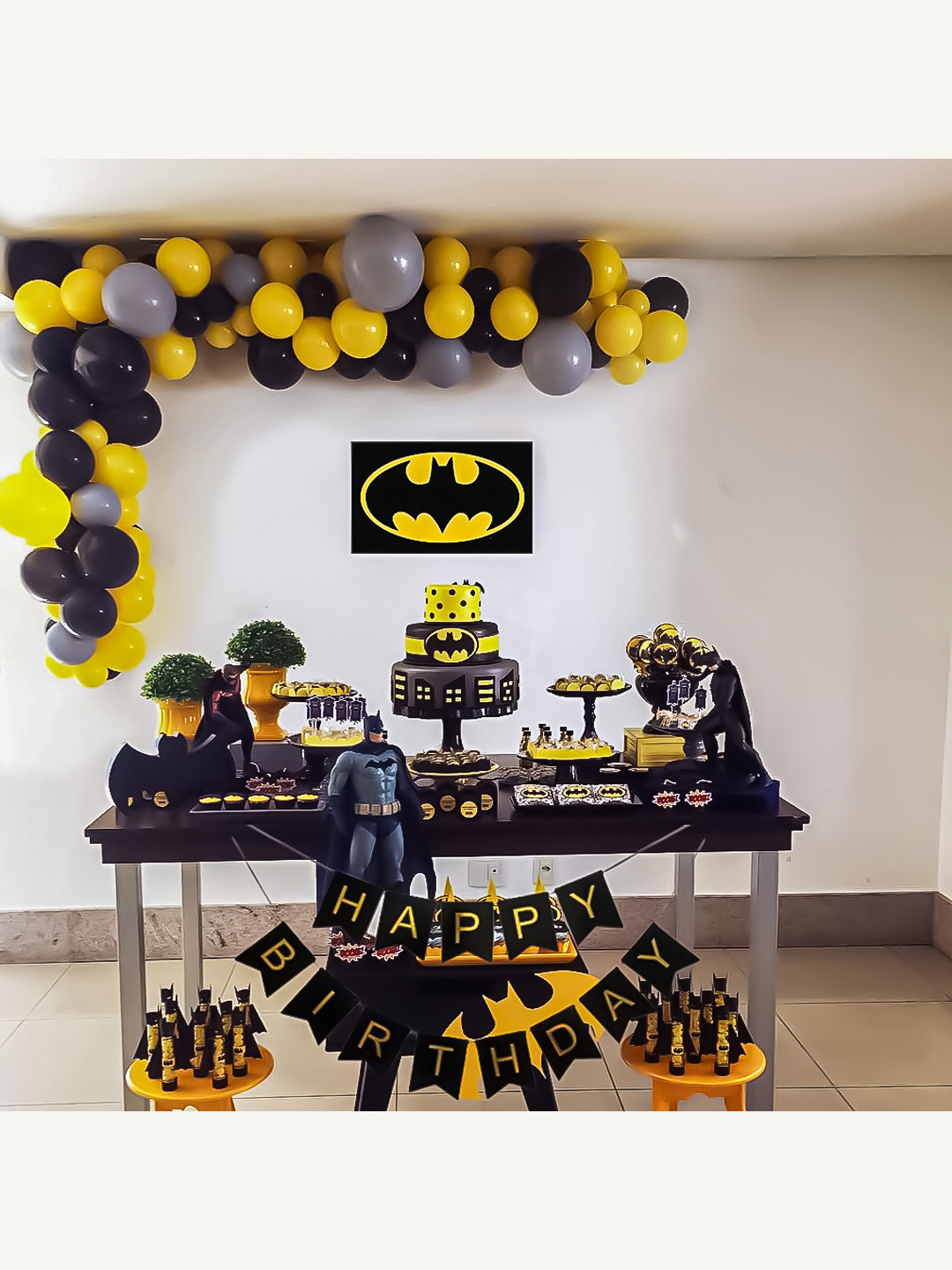 Buy Special You Boys 64 Pcs Black & Yellow Batman Theme Birthday ...