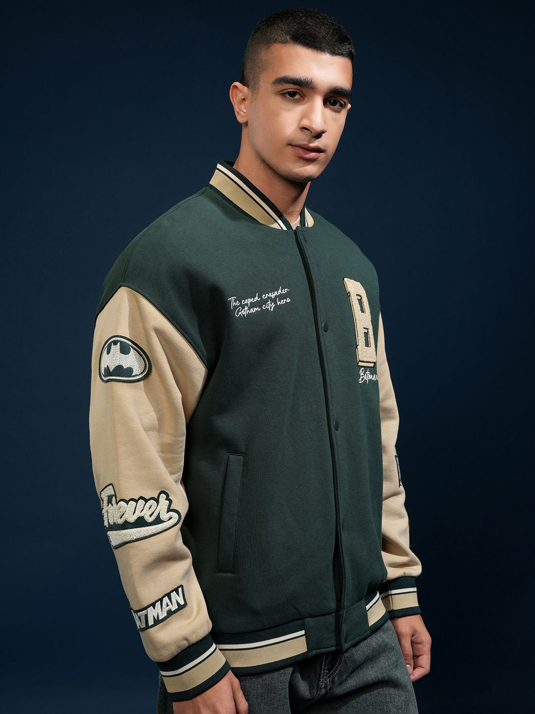 Buy HIGHLANDER Warner Bros Batman Men Oversized Drop Shoulder Varsity ...