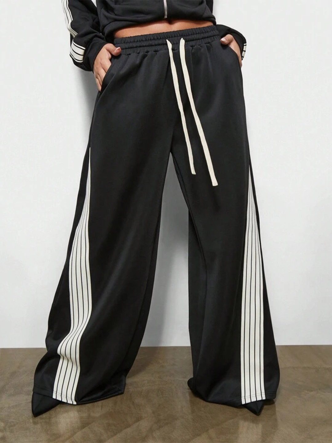 Buy The Roadster Lifestyle Co Women Striped High Rise Loose Fit Track ...