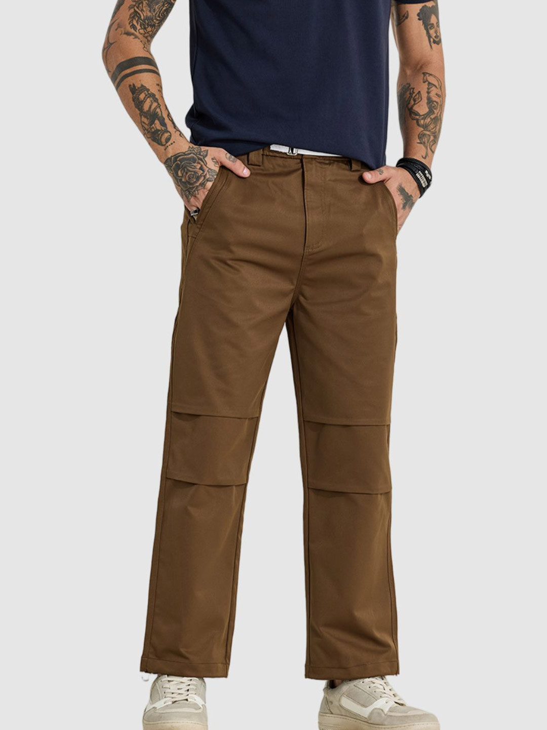 Buy Snitch Men Snitch Brown Regular Fit Cargo Pants - Trousers for Men ...