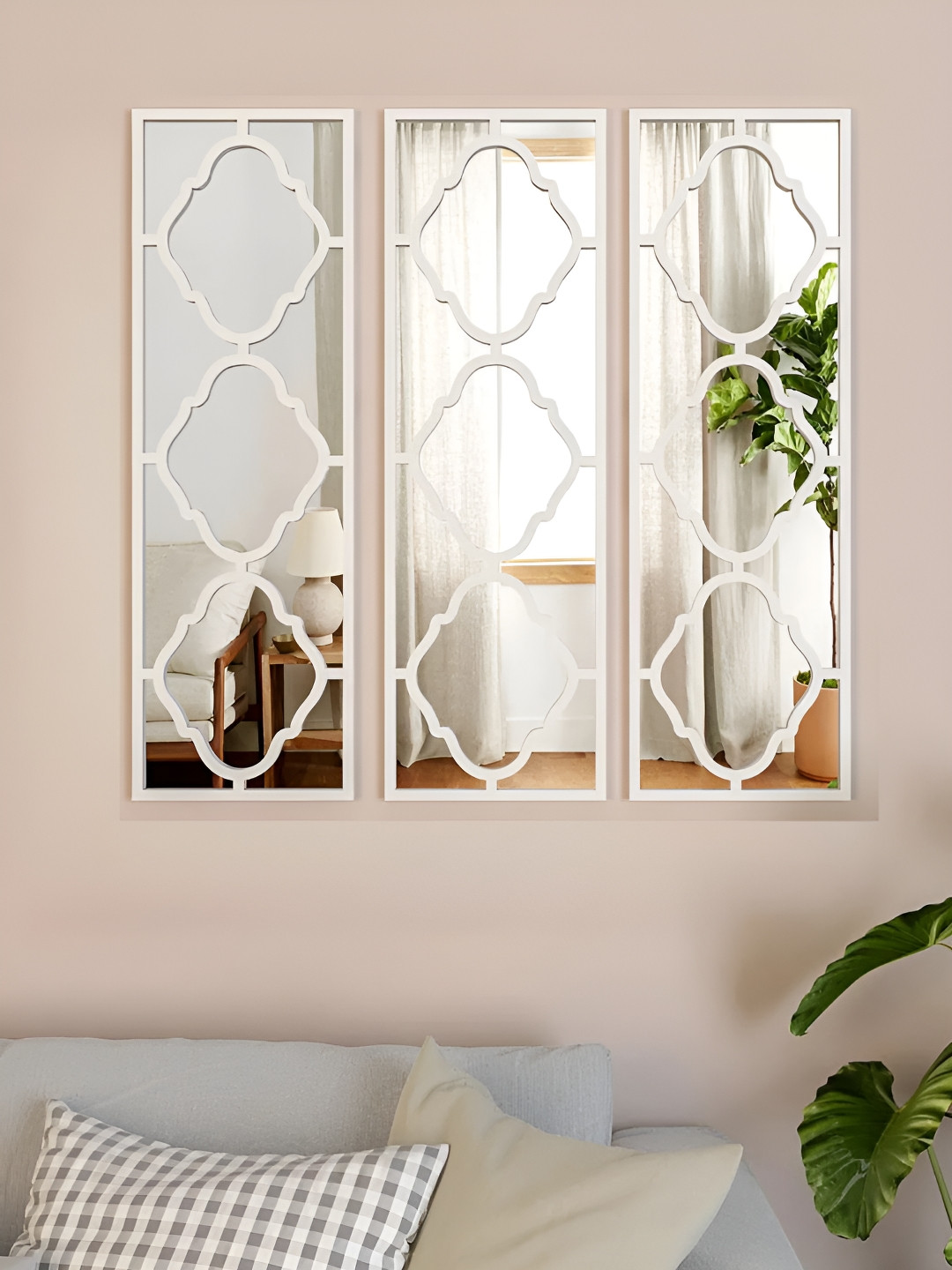 Buy Homscape White & Transparent 3 Pieces Textured Wooden Rectangle ...