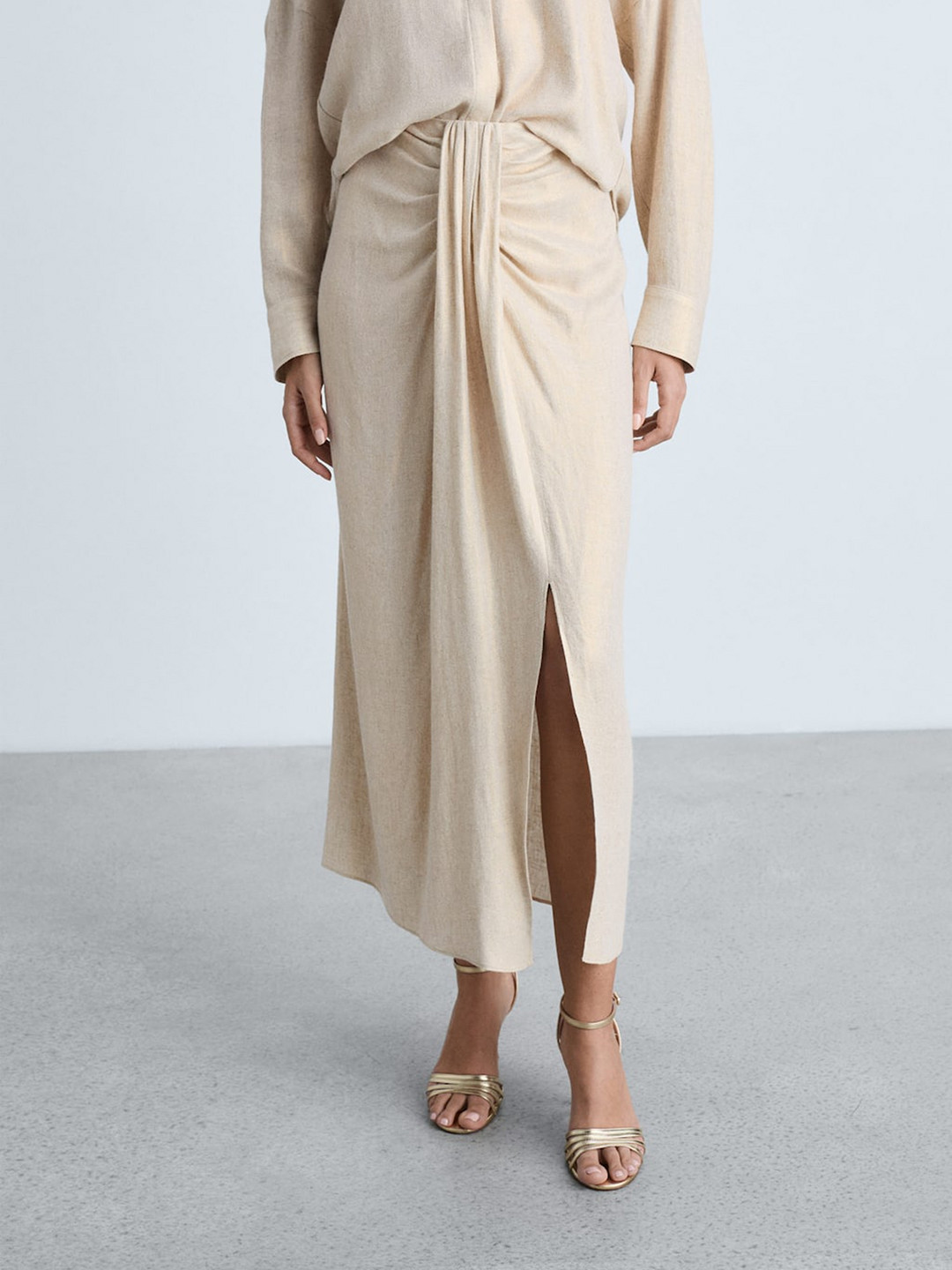 Buy MANGO Ramadan Collection Gathered Detail Draped Style Maxi Straight ...