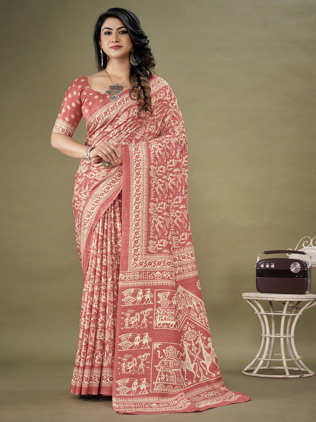 Buy Anouk Rustic Floral Silk Blend Bagh Saree - Sarees for Women ...