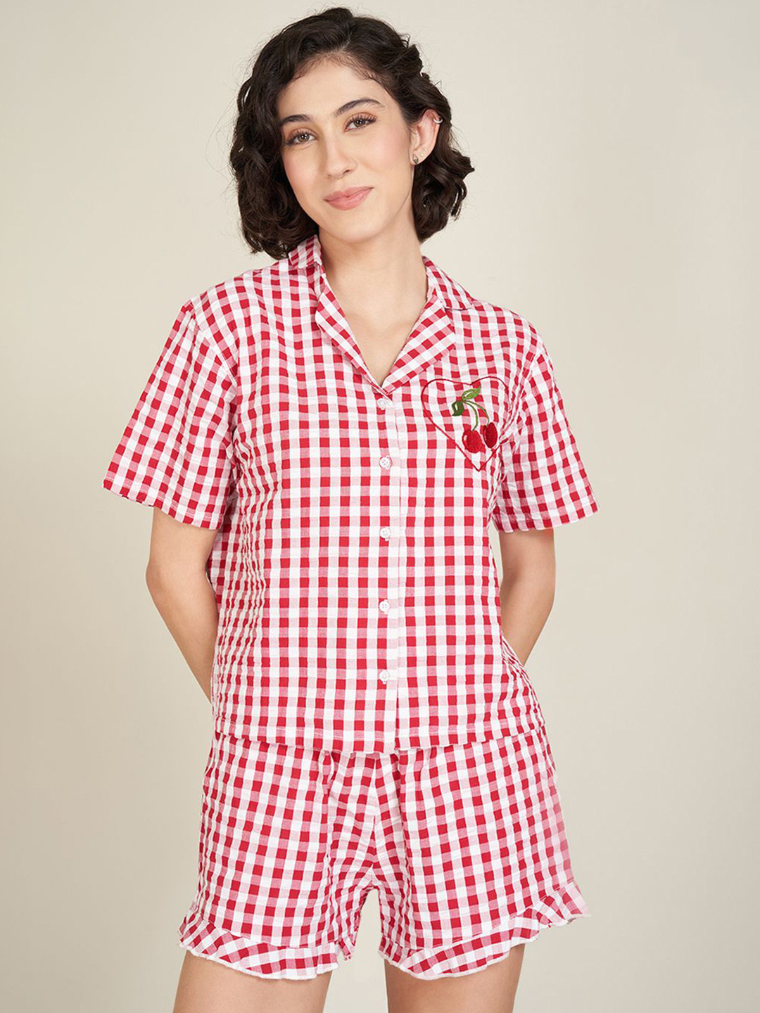 Buy Dreamz By Pantaloons Women Checked Night Suit - Night Suits for ...