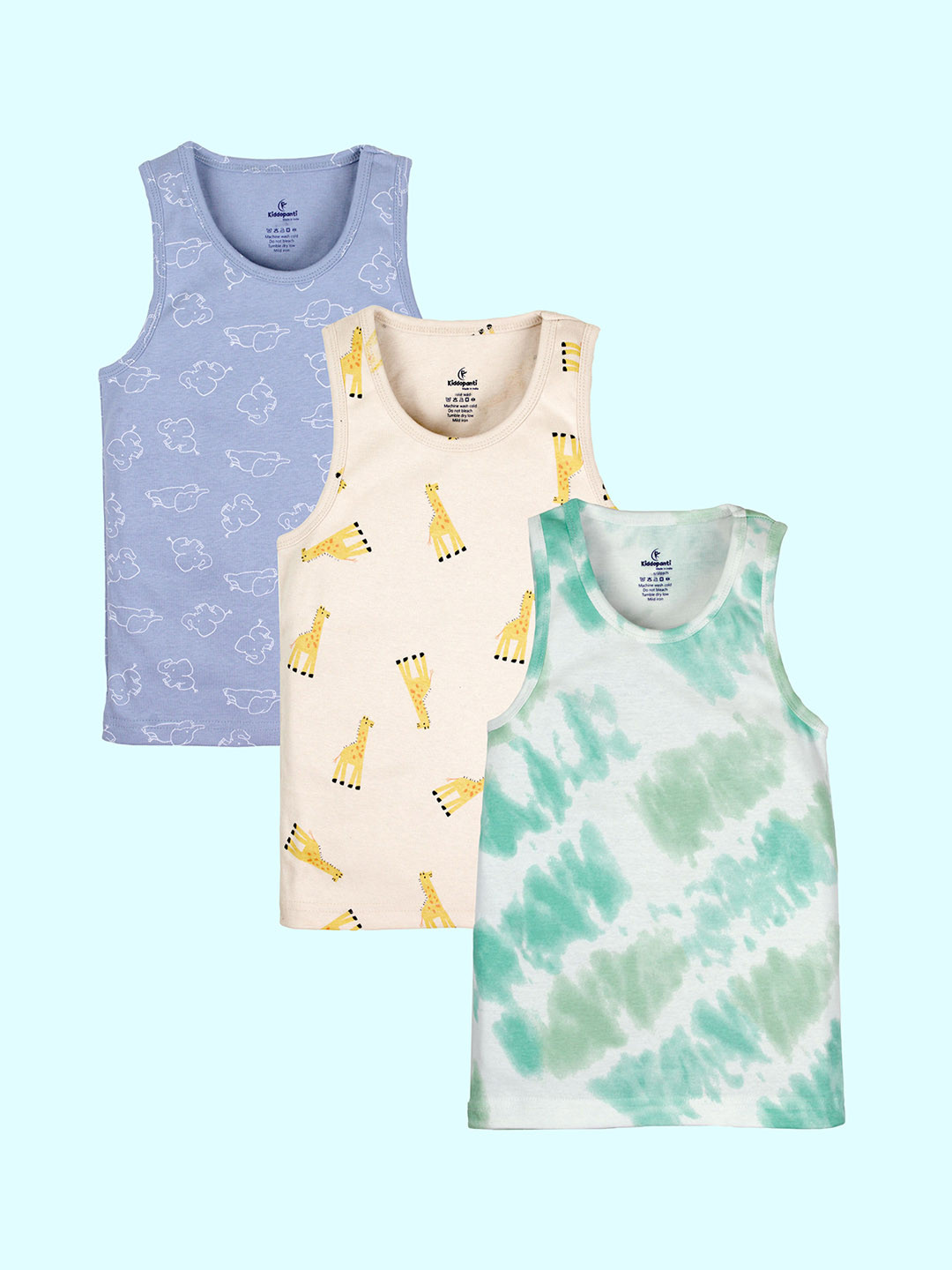 Buy KiddoPanti Boys Pack Of 3 Basic Innerwear Vests SS25BVT007 Beige ...