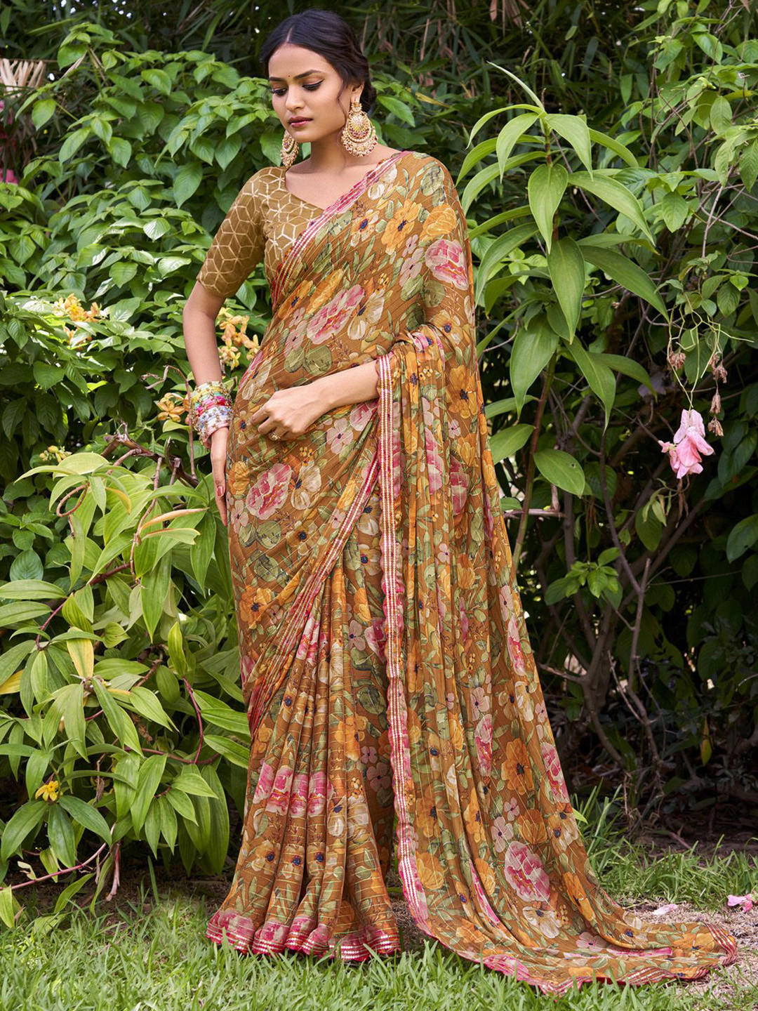 Buy Anouk Rustic Floral Sequinned Pure Chiffon Saree - Sarees for Women ...