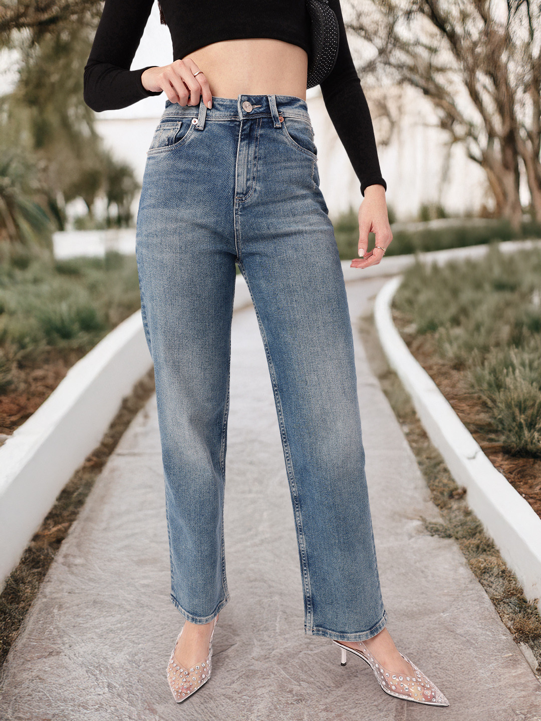 Buy DressBerry Women Straight Fit Faded Ripped Jeans - Jeans for Women ...