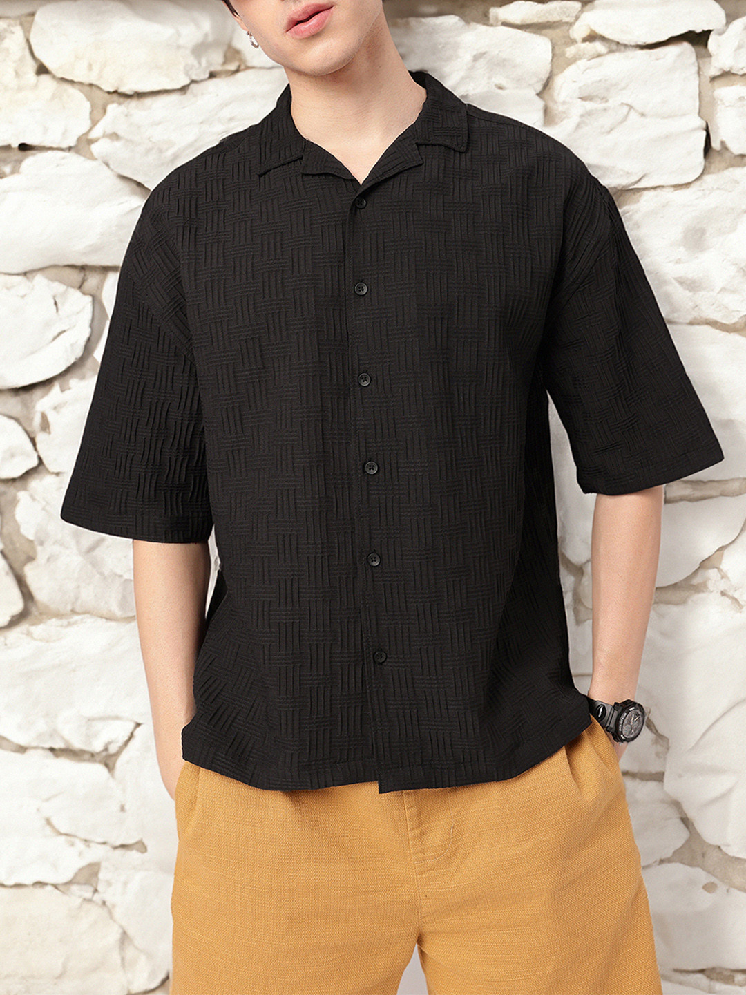 Buy Kook N Keech Touch Of Texture Relaxed Korean Street Style Shirt ...