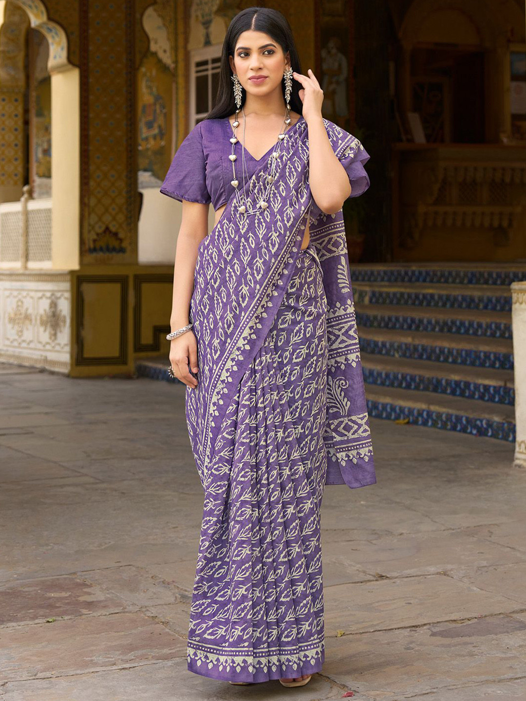 Buy Anouk Rustic Ethnic Motifs Silk Blend Bagru Saree - Sarees for ...