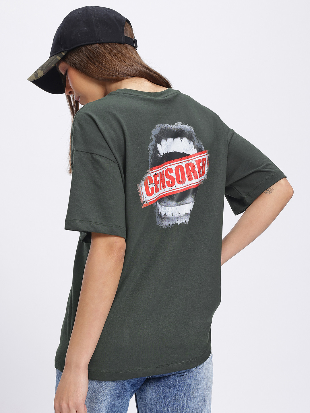 Buy Glitchez Graphics Print Drop Shoulder Sleeves Oversized T Shirt ...