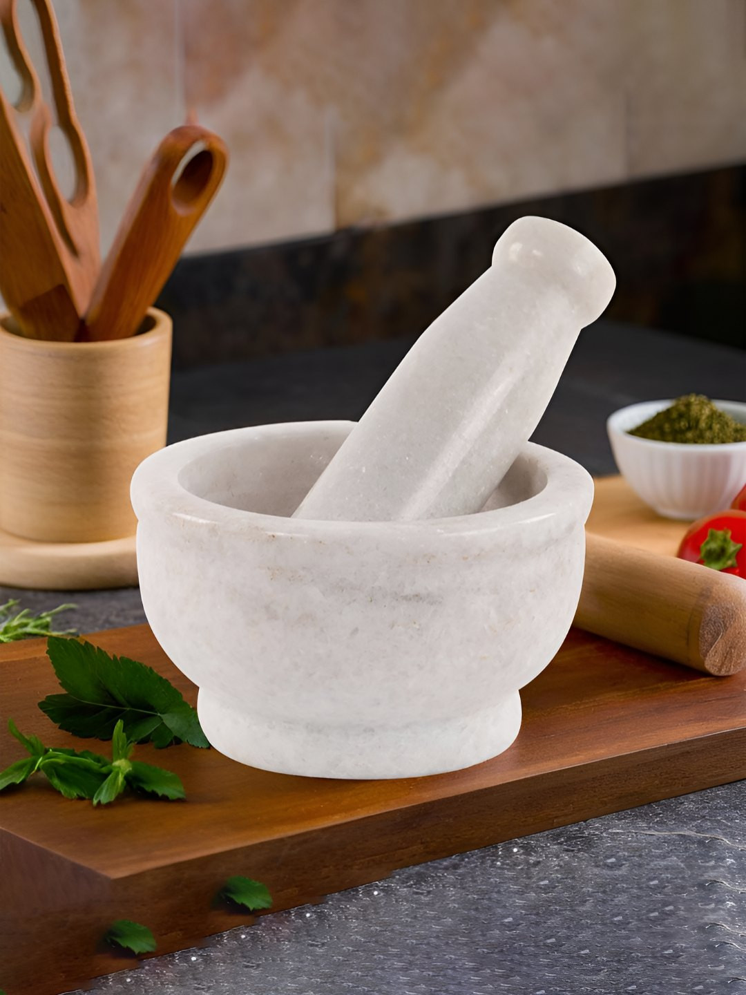 Buy Kuber Industries White Marble Granite Imam Dasta Marble Mortar And ...