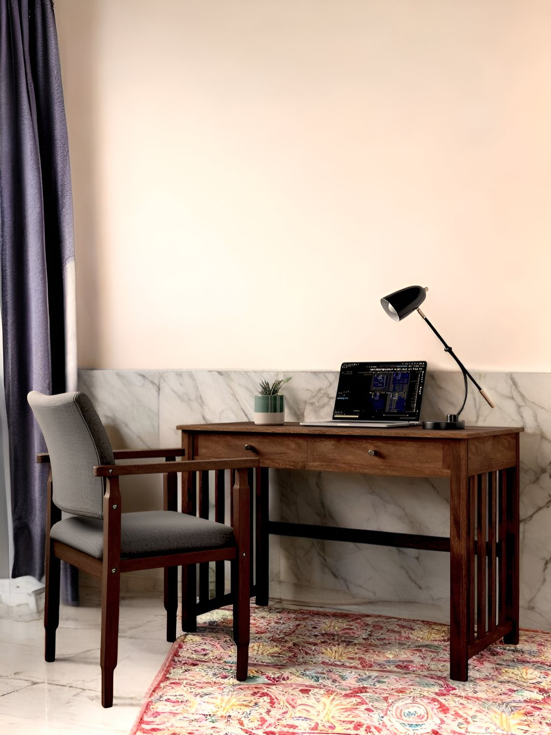 Buy Ikiriya Sheesham Wood Study Computer Table (Provisional Teak Finish ...