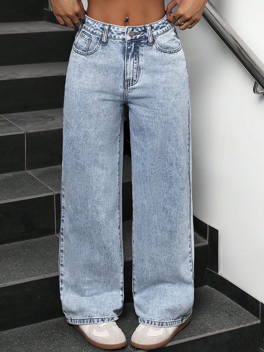 Buy DressBerry Women Comfort Straight Fit High Rise Light Fade Acid ...