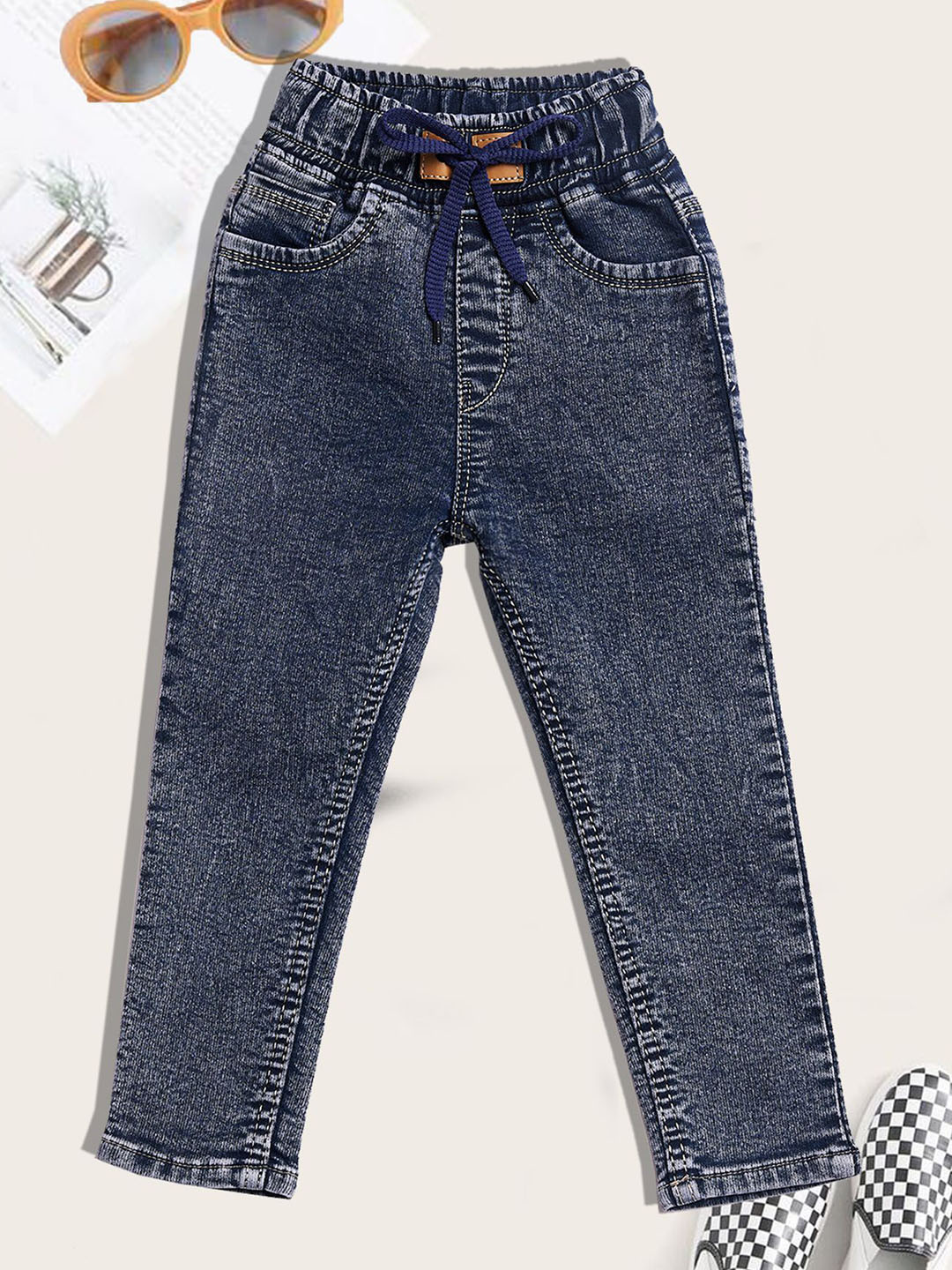 Buy YK Boys Jogger High Rise Light Fade Embroidered Jeans - Jeans for ...