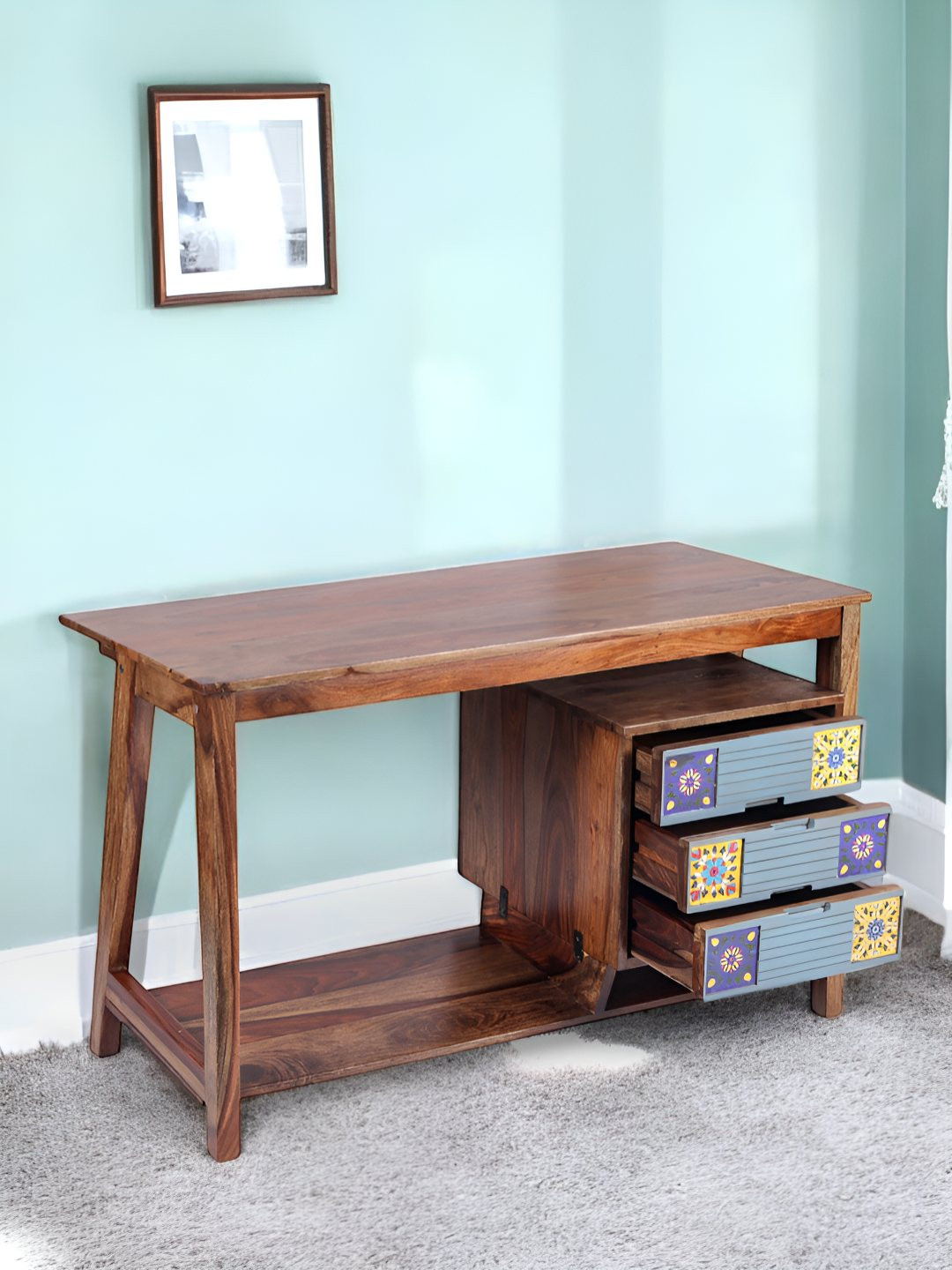 Buy Ikiriya Sheesham Wood Study Computer Table (Teak Finish) - Study ...