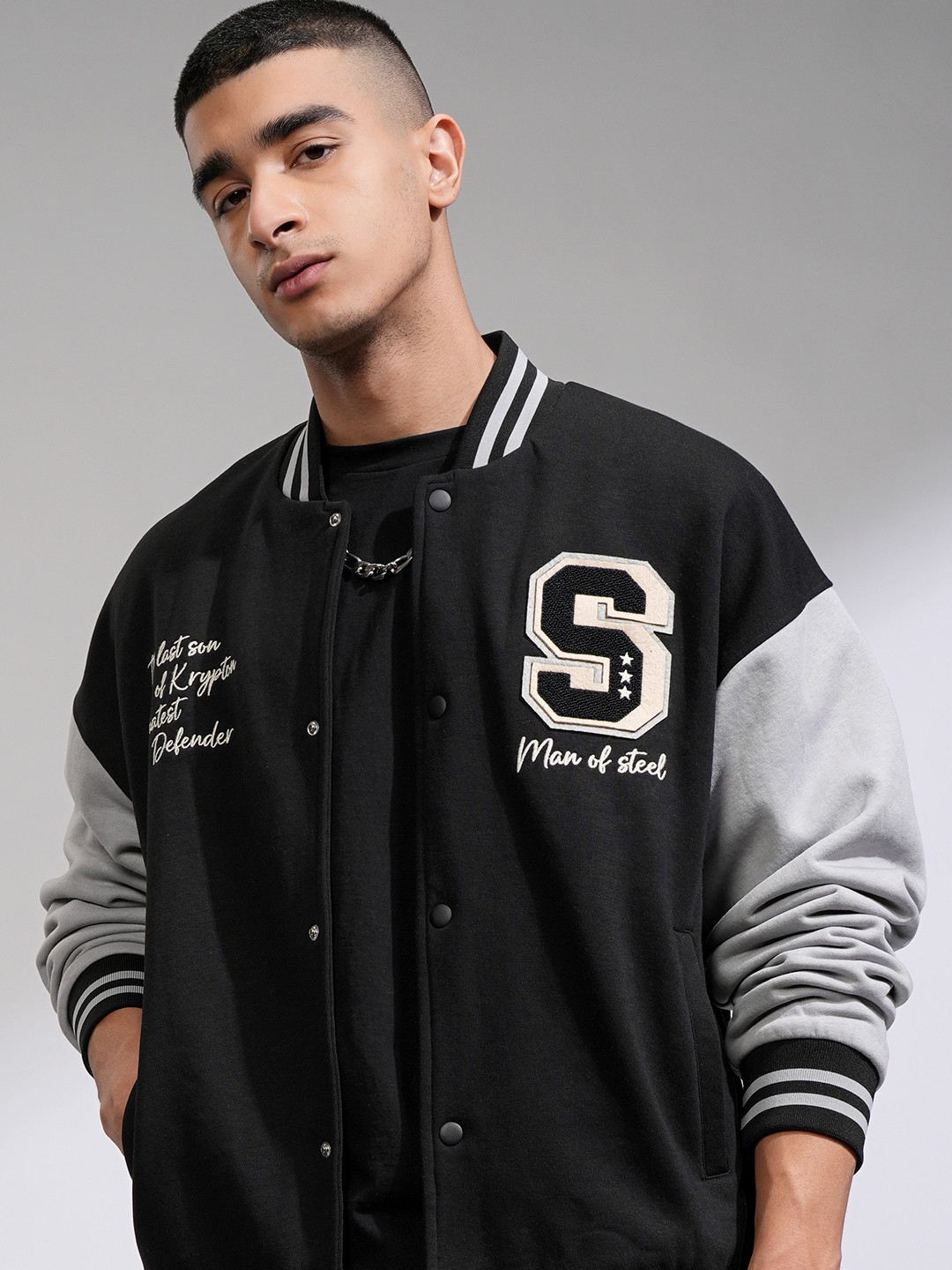 Buy HIGHLANDER Warner Bros Superman Men Oversized Varsity Jacket ...