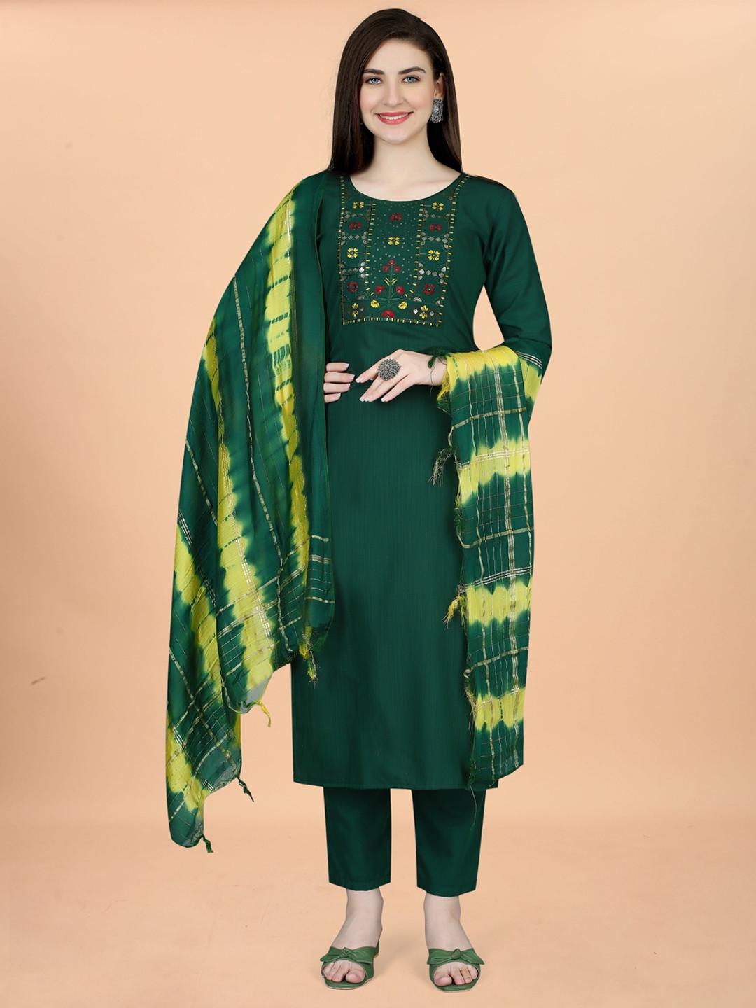 Buy Fashion FRICKS Women Ethnic Motifs Yoke Design Regular Thread Work ...