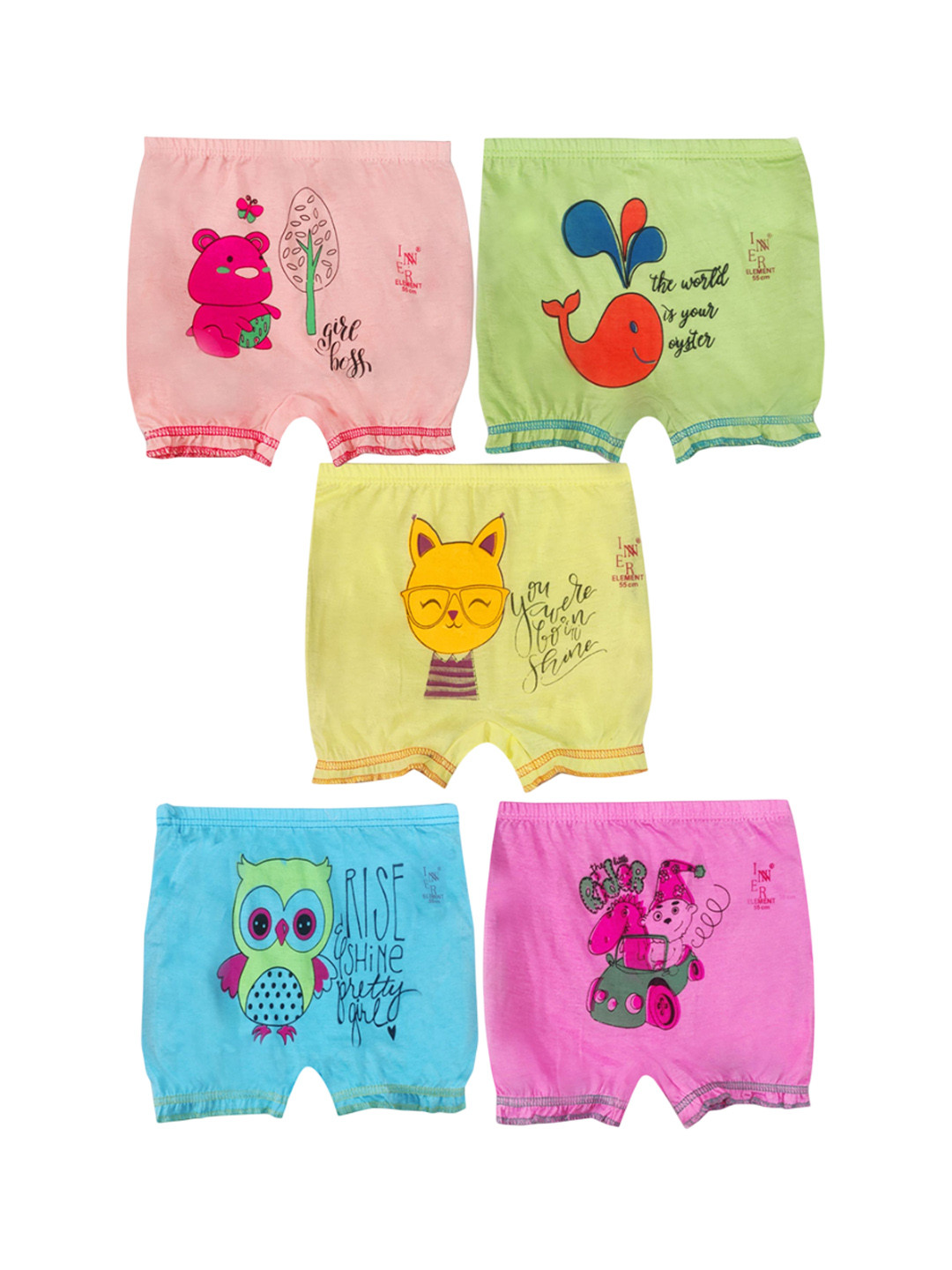 Buy Inner Element Infant Girls Pack Of 5 Printed Cotton Bloomers LCPP ...
