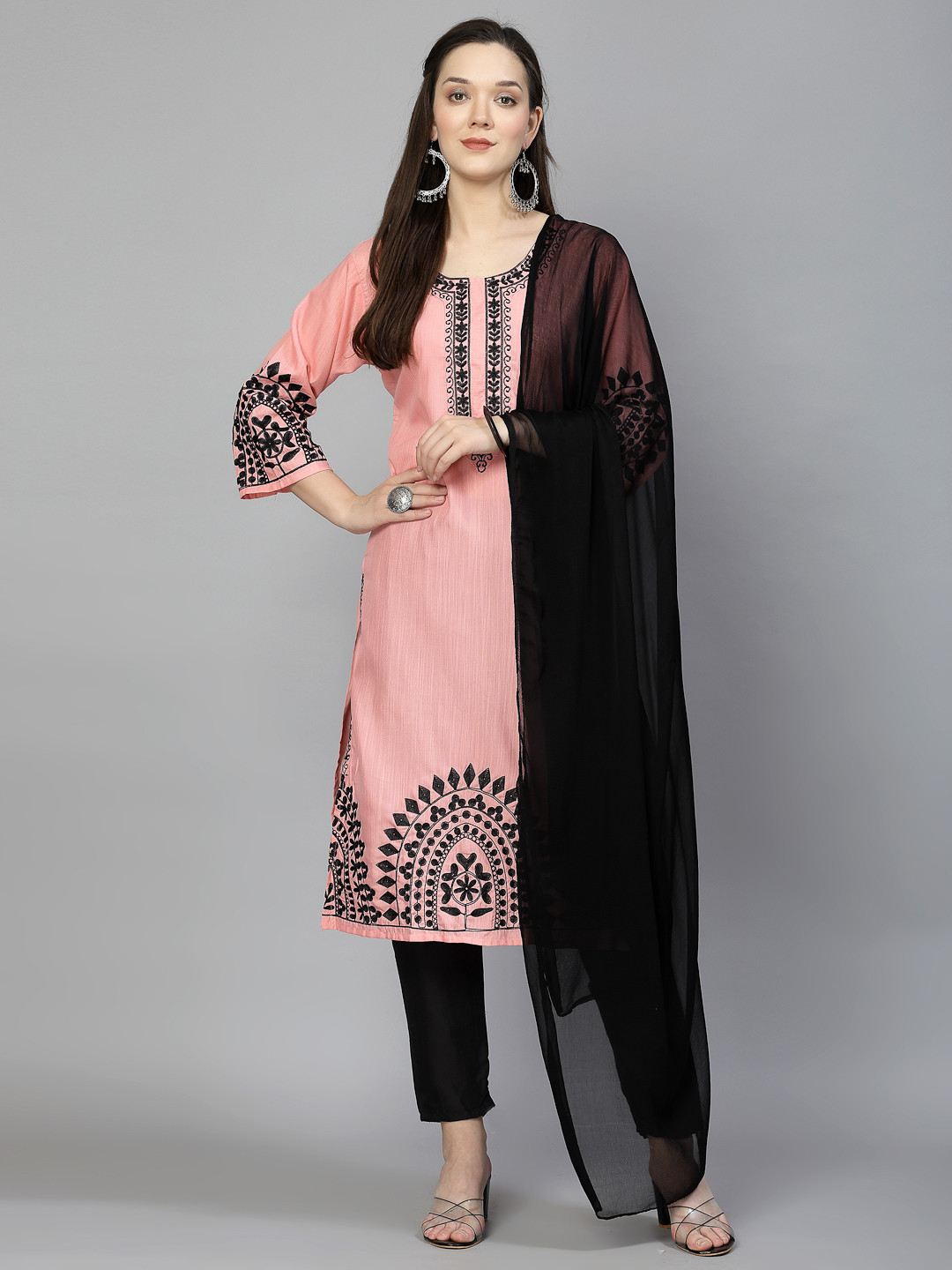 Buy Piludi Women Floral Embroidered Regular Kurta With Trousers & With ...