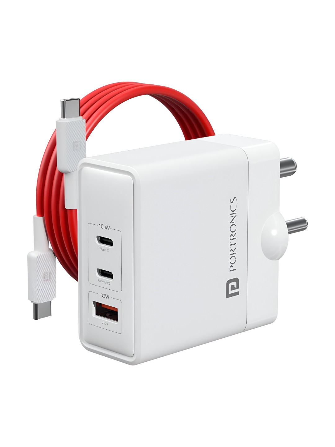 Buy Portronics 100W Adapto 100 GaN Fast Charging Triple Port Adaptor ...
