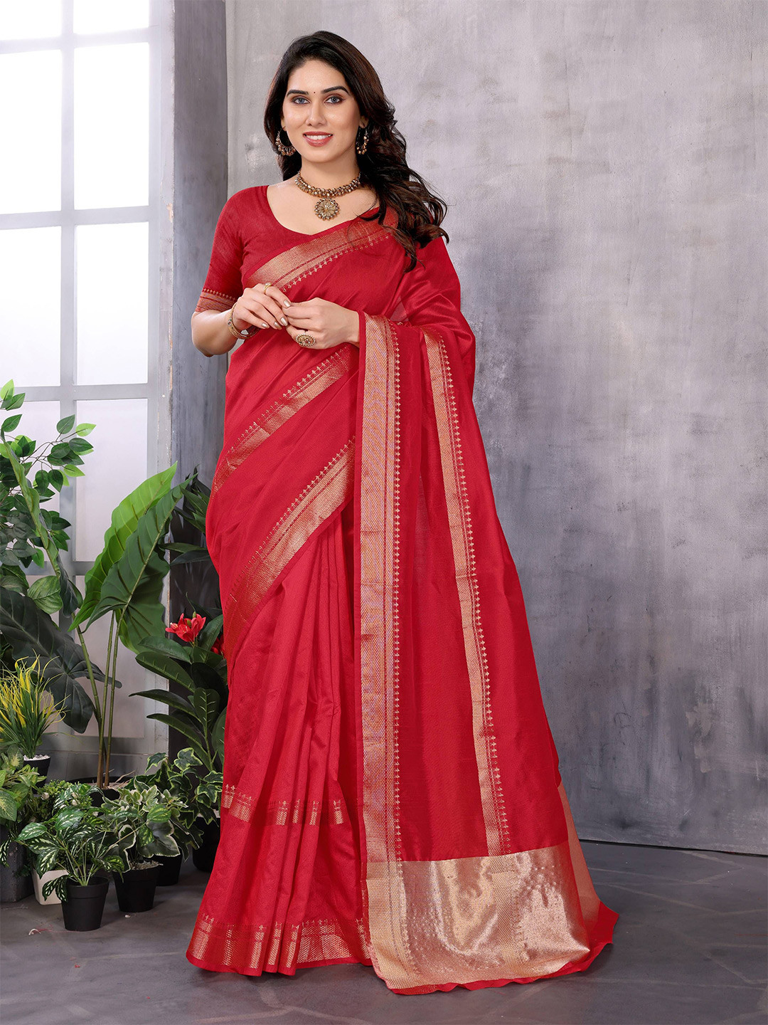 Buy Moda Rapido Woven Design Zari Silk Blend Kanjeevaram Saree - Sarees ...