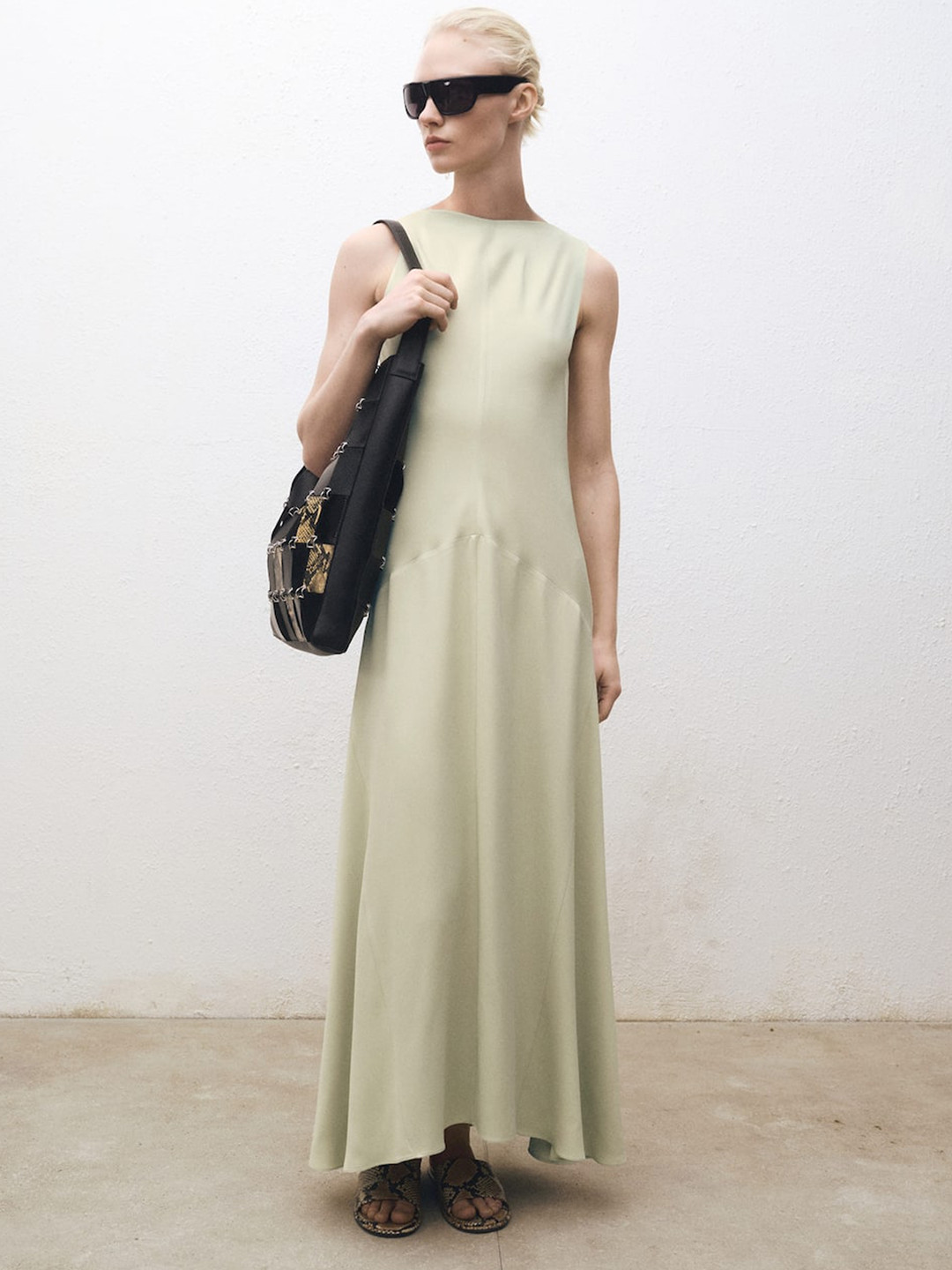 Buy MANGO SELECTION Satin Maxi Dress With Back Opening - Dresses for ...