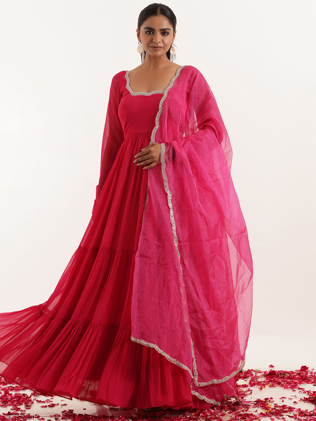 Buy DEASHA INDIA Fit & Flare Ethnic Dress With Dupatta - Ethnic Dresses ...
