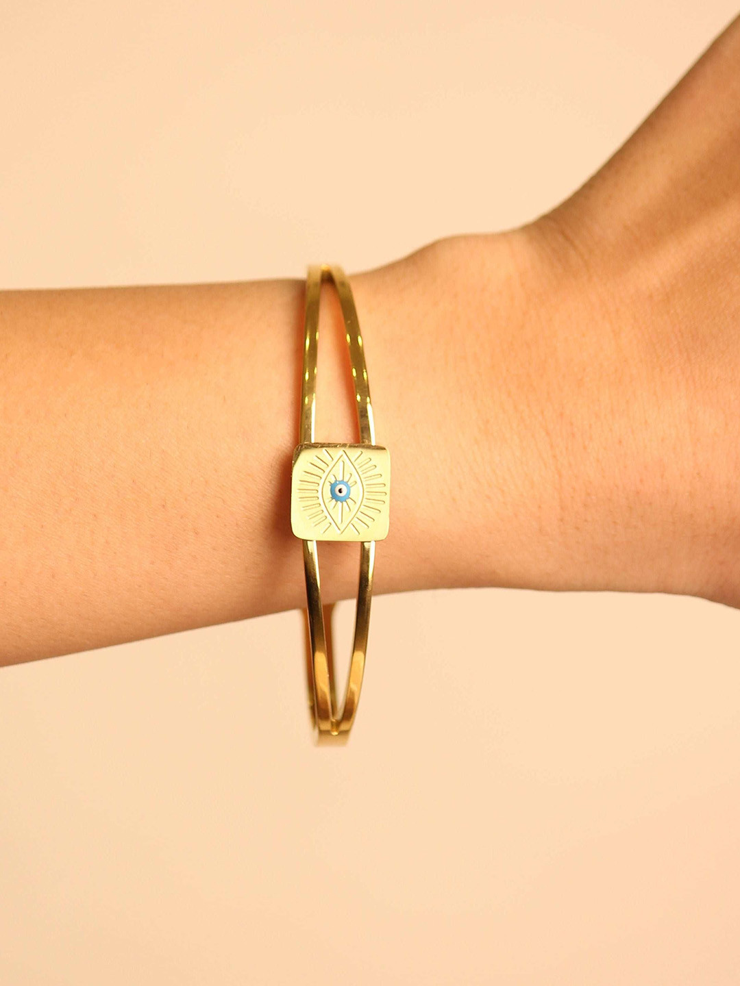 Buy LOCAL PITARA 18K Gold Plated Evil Eye Cuff Kada Bangle - Bangle for ...