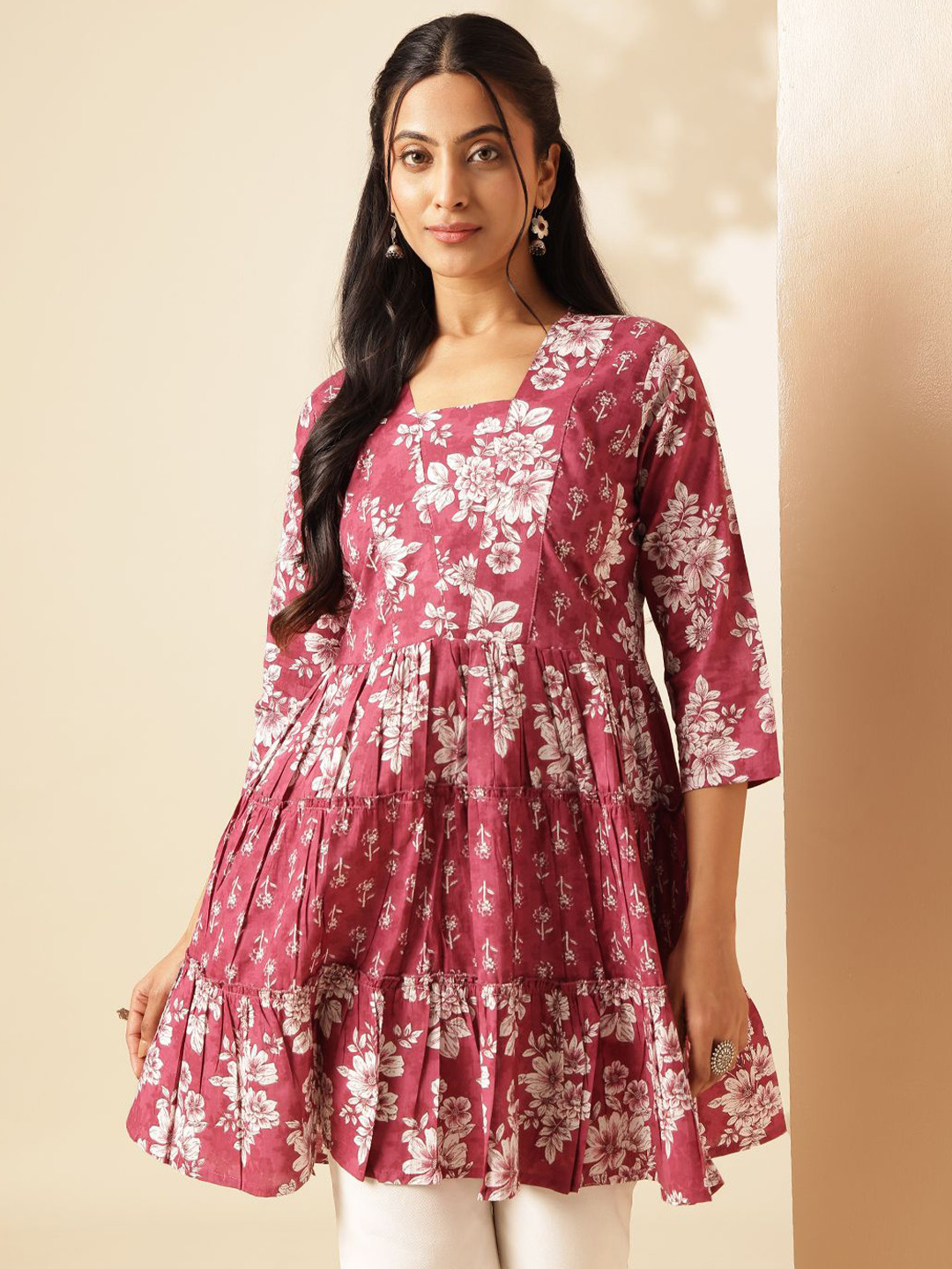 Buy Vbuyz Square Neck Printed Layered Tunic - Tunics for Women 32941541 ...