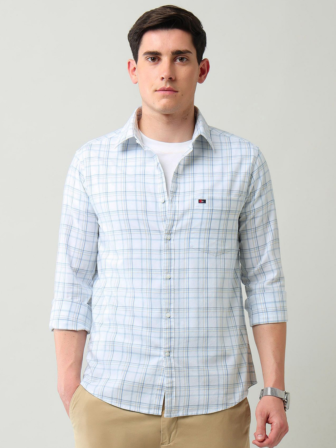 Buy AD By Arvind Men Classic Slim Fit Checked Casual Shirt - Shirts for ...