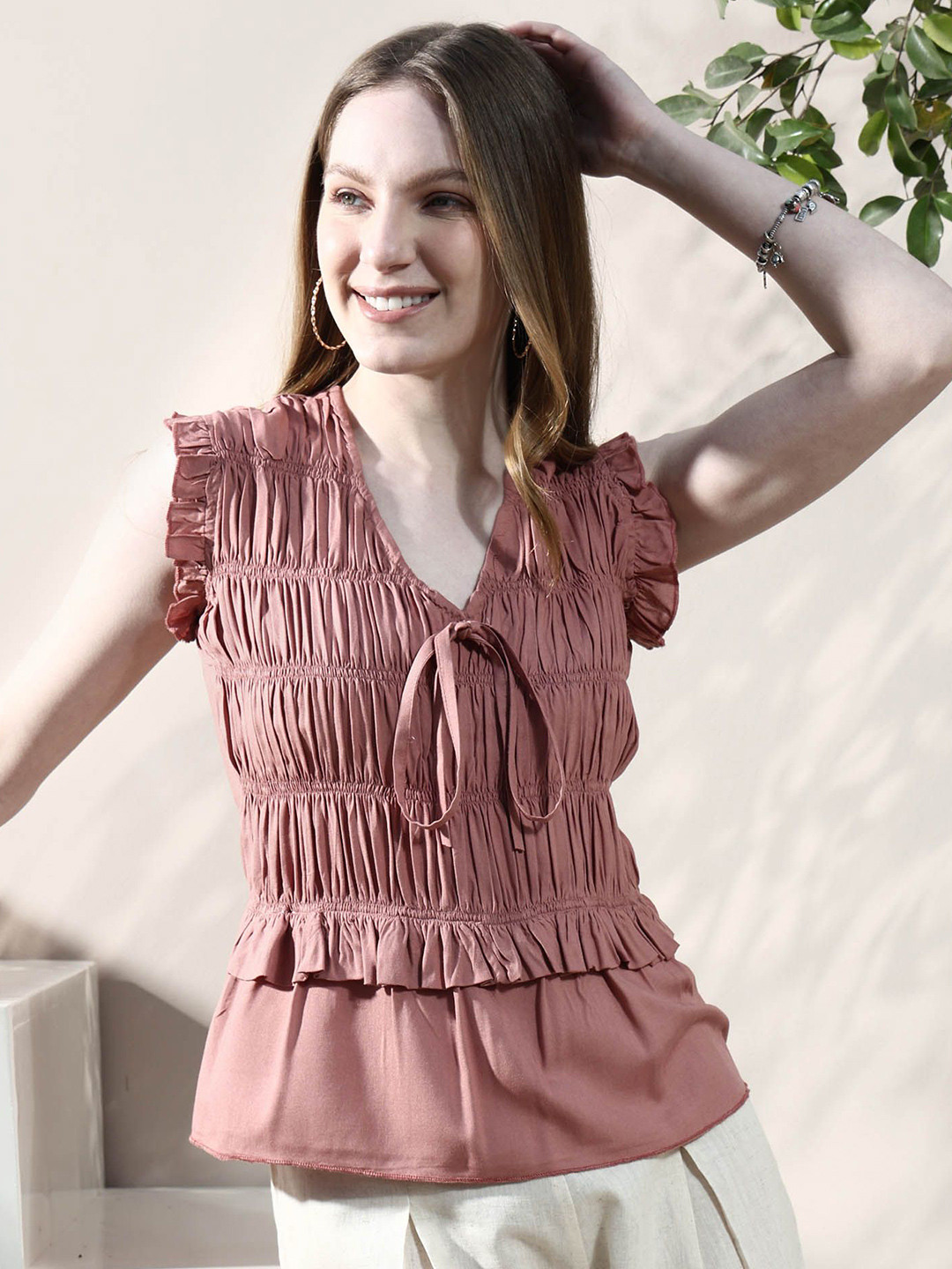 Buy Boho By Athena Smocked Peplum Crop Top - Tops for Women 32983211 ...