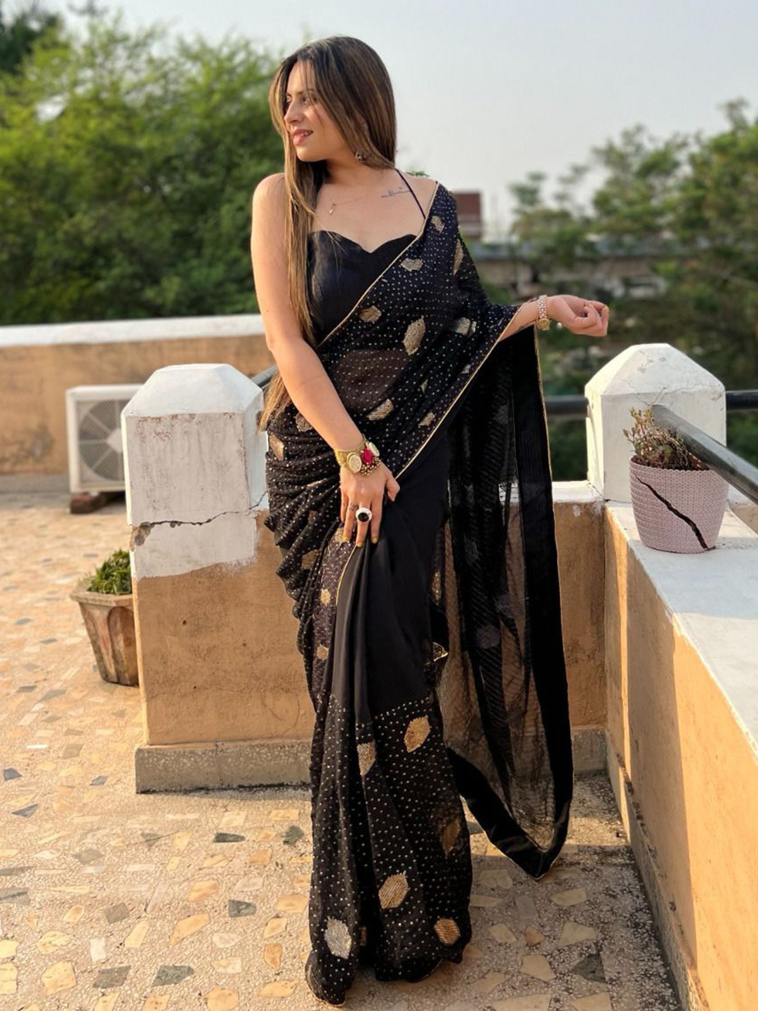 Buy PAYAL CREATION Embellished Sequinned Pure Georgette Saree - Sarees ...