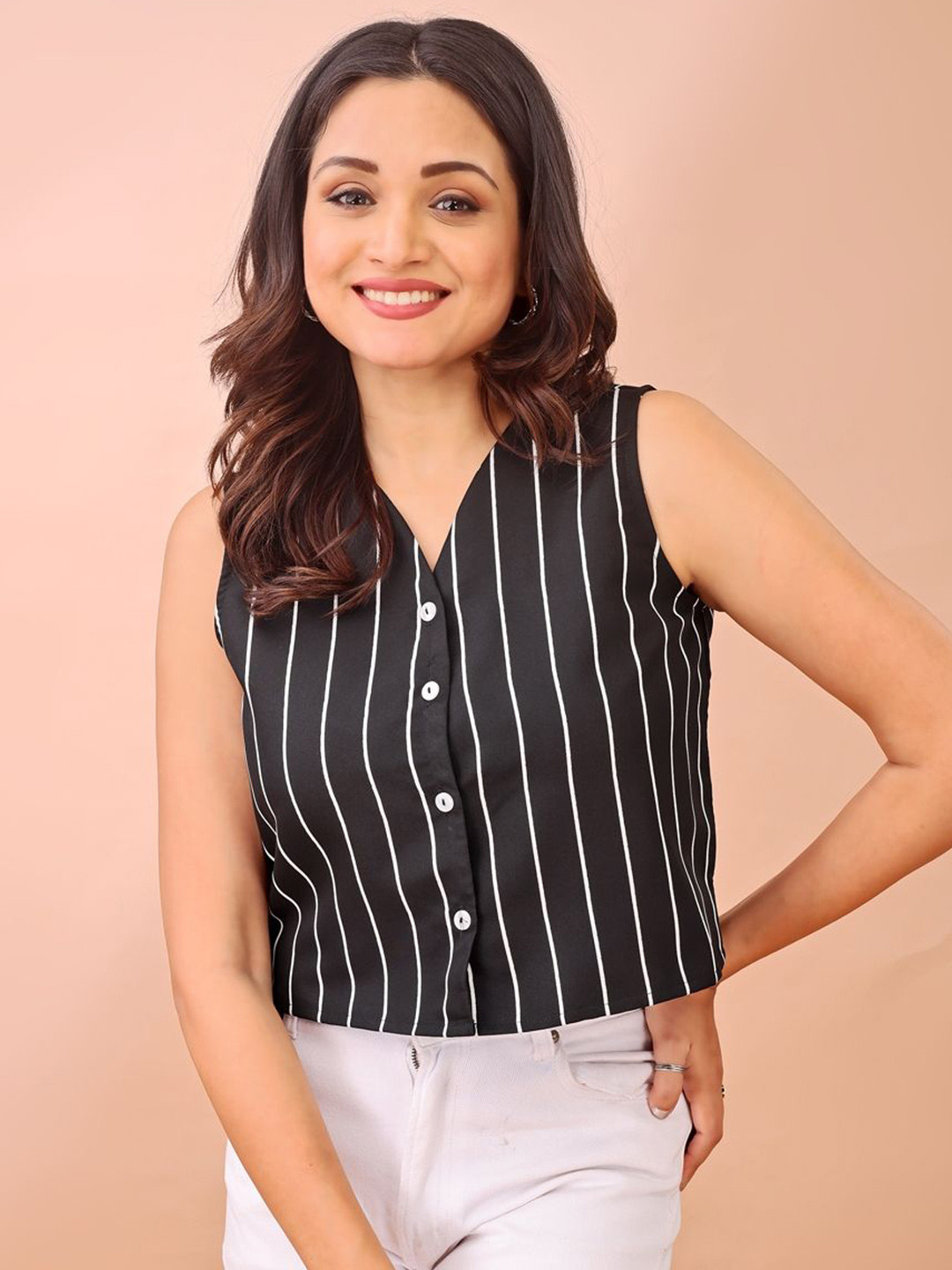 Buy All About You Striped Crepe Boxy Crop Top - Tops for Women 33004869 ...