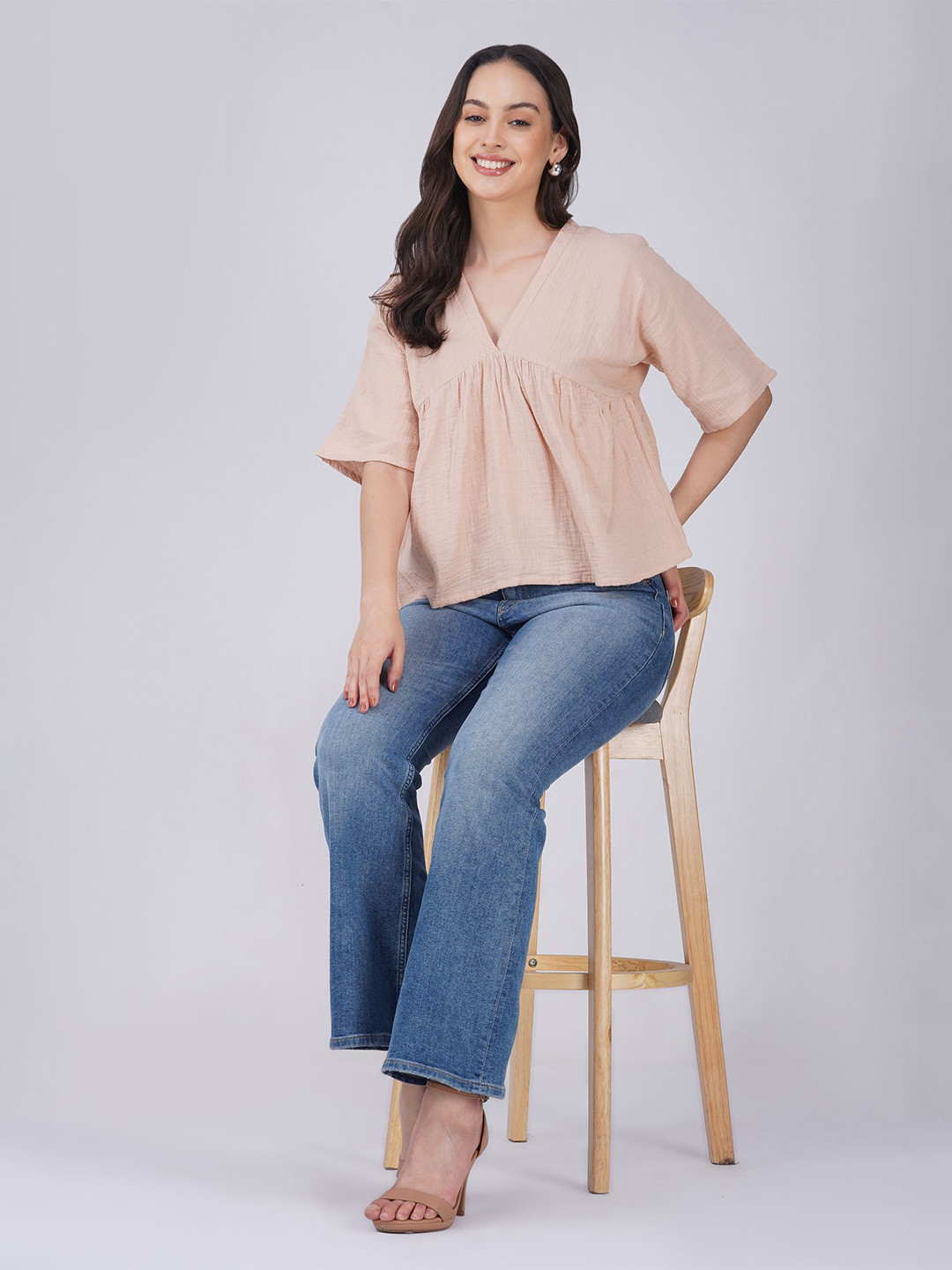 Buy Avor Lifestyle Bell Sleeve Cotton Crop Top - Tops for Women ...