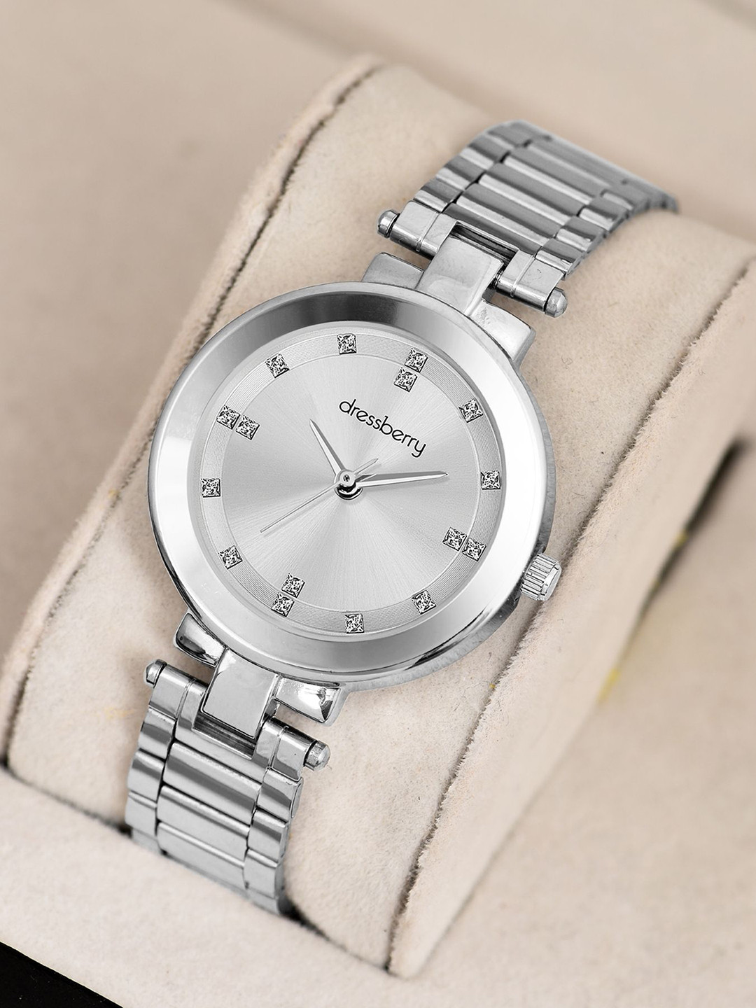 Buy DressBerry Women Brass Embellished Dial & Stainless Steel Straps ...