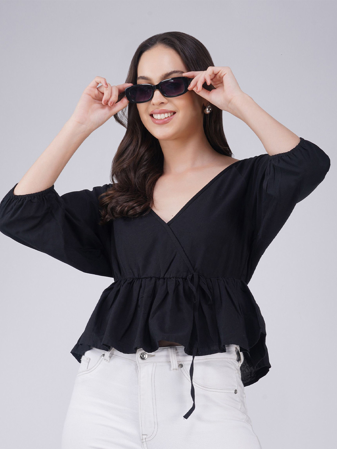 Buy Avor Lifestyle Bell Sleeve Cotton Crop Top - Tops for Women ...