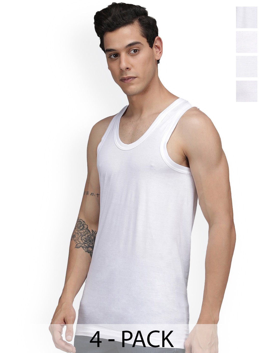 Buy Sporto By Macho Pack Of 4 Pure Cotton Basic Vests Sporto Prime ...