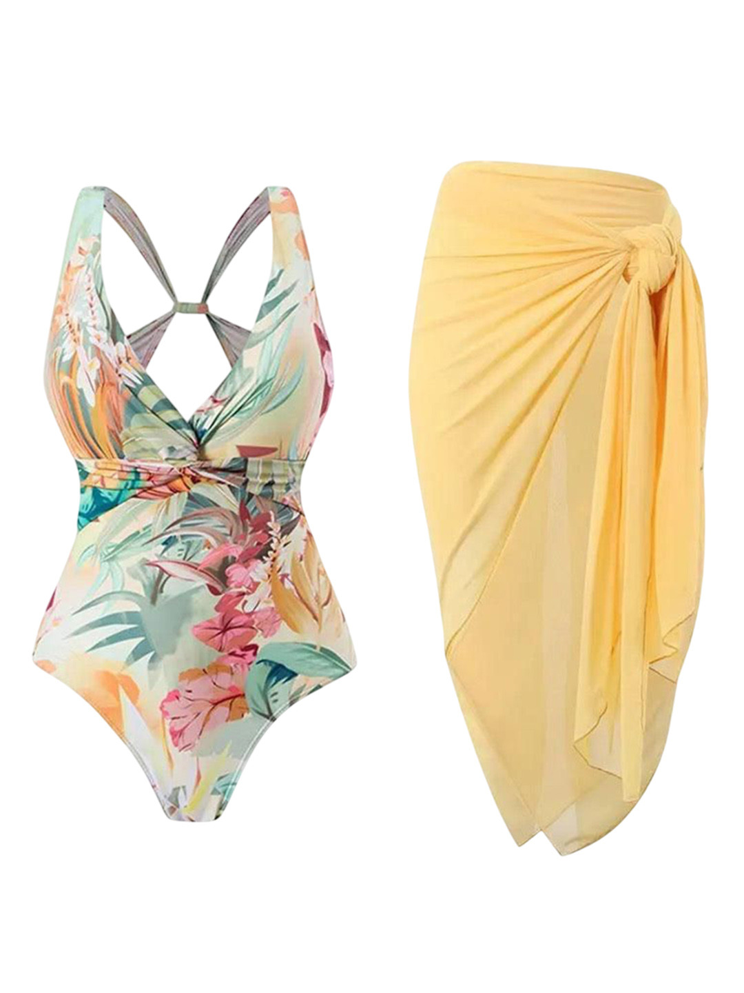 Buy Alamode By Akanksha Multi Milly Bikini With Sarong - Swimwear Cover ...