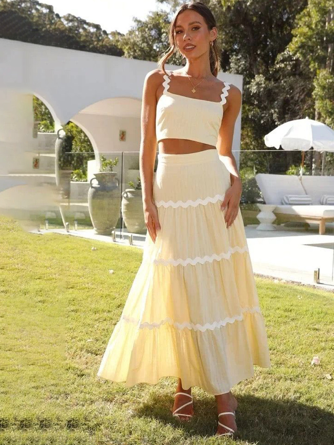 Buy Alamode By Akanksha Women Leh Summer Set Of Top With Skirt - Co ...