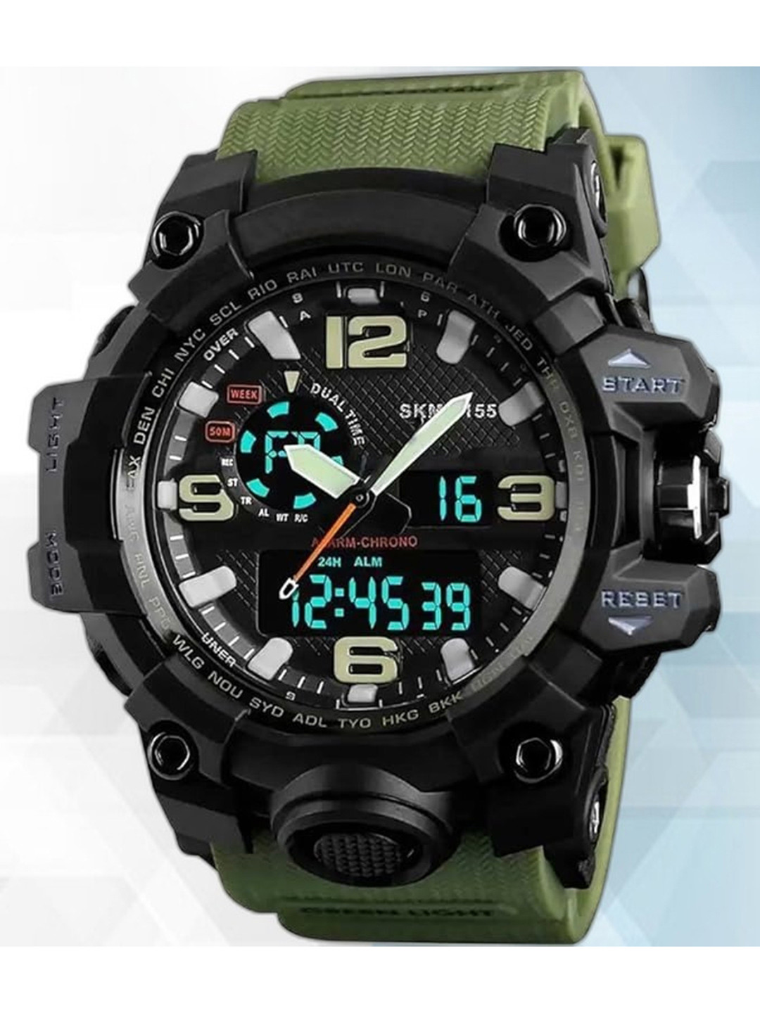 Buy Otage Men Printed Dial & Textured Straps Analogue And Digital Watch Otg 1155 Green1 ...