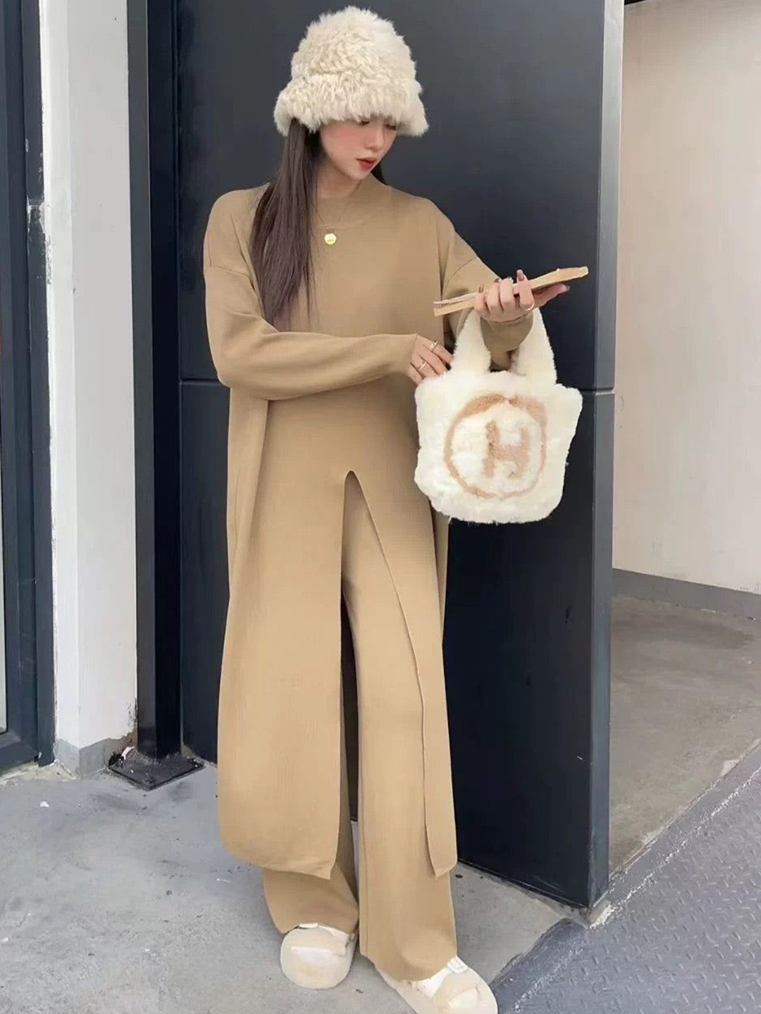 Buy Alamode By Akanksha Brown Beccy Statement Winter Pure Wool Co Ord ...