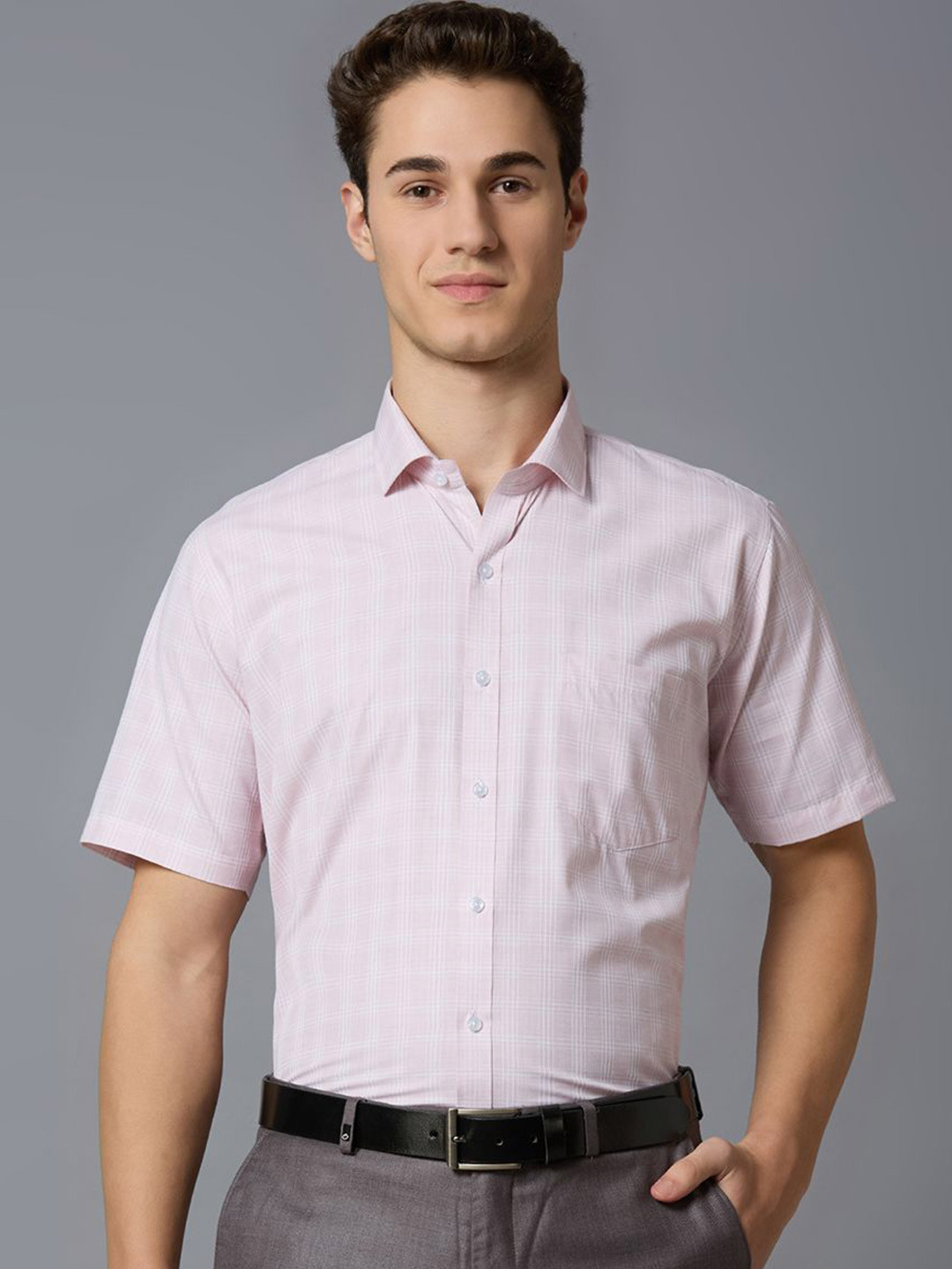 Buy MARK & ALBERT Men India Slim Fit Spread Collar Checked Cotton ...