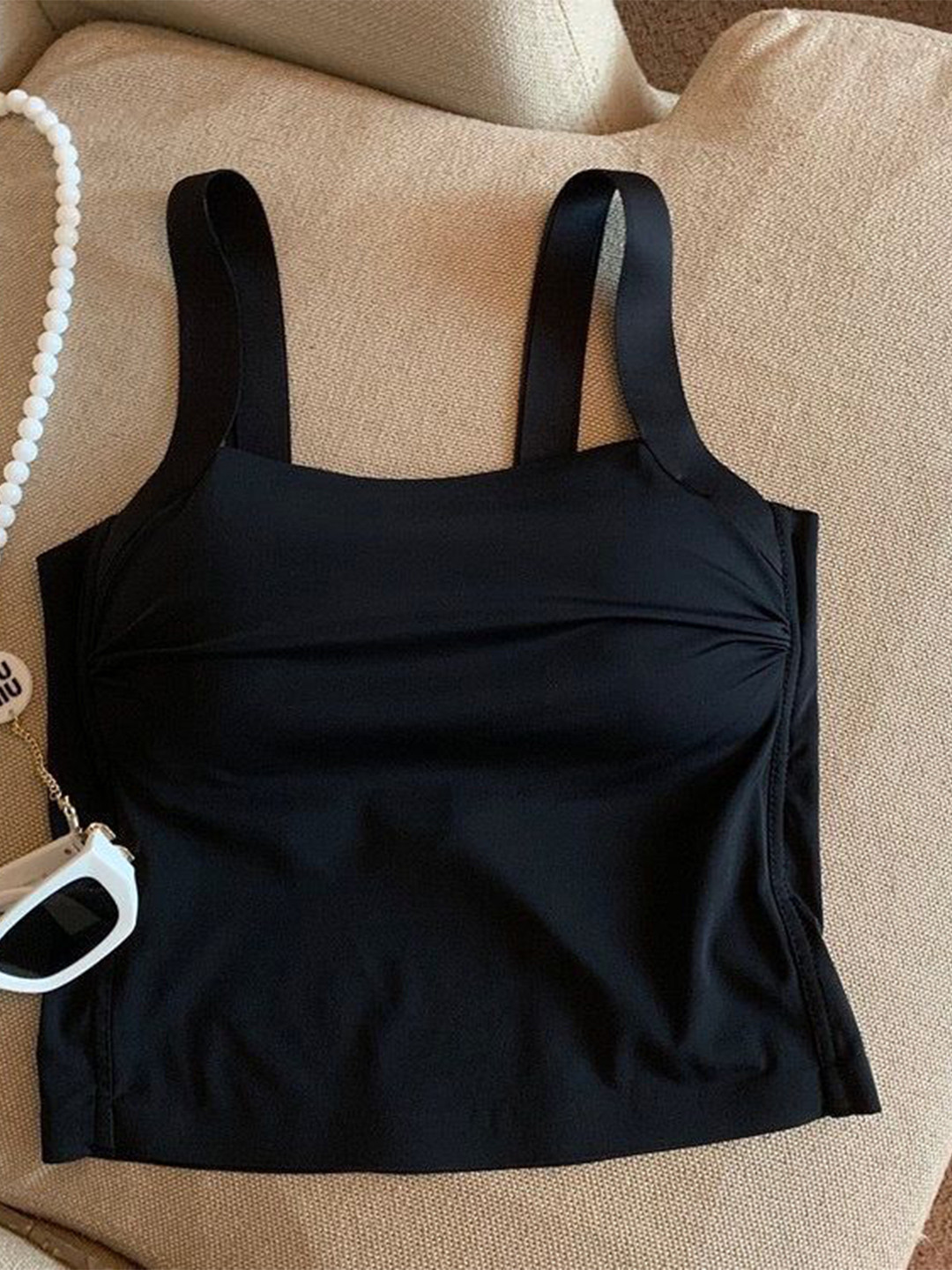 Buy Alamode By Akanksha Women Black Mimi Seamless Tank Tops With ...