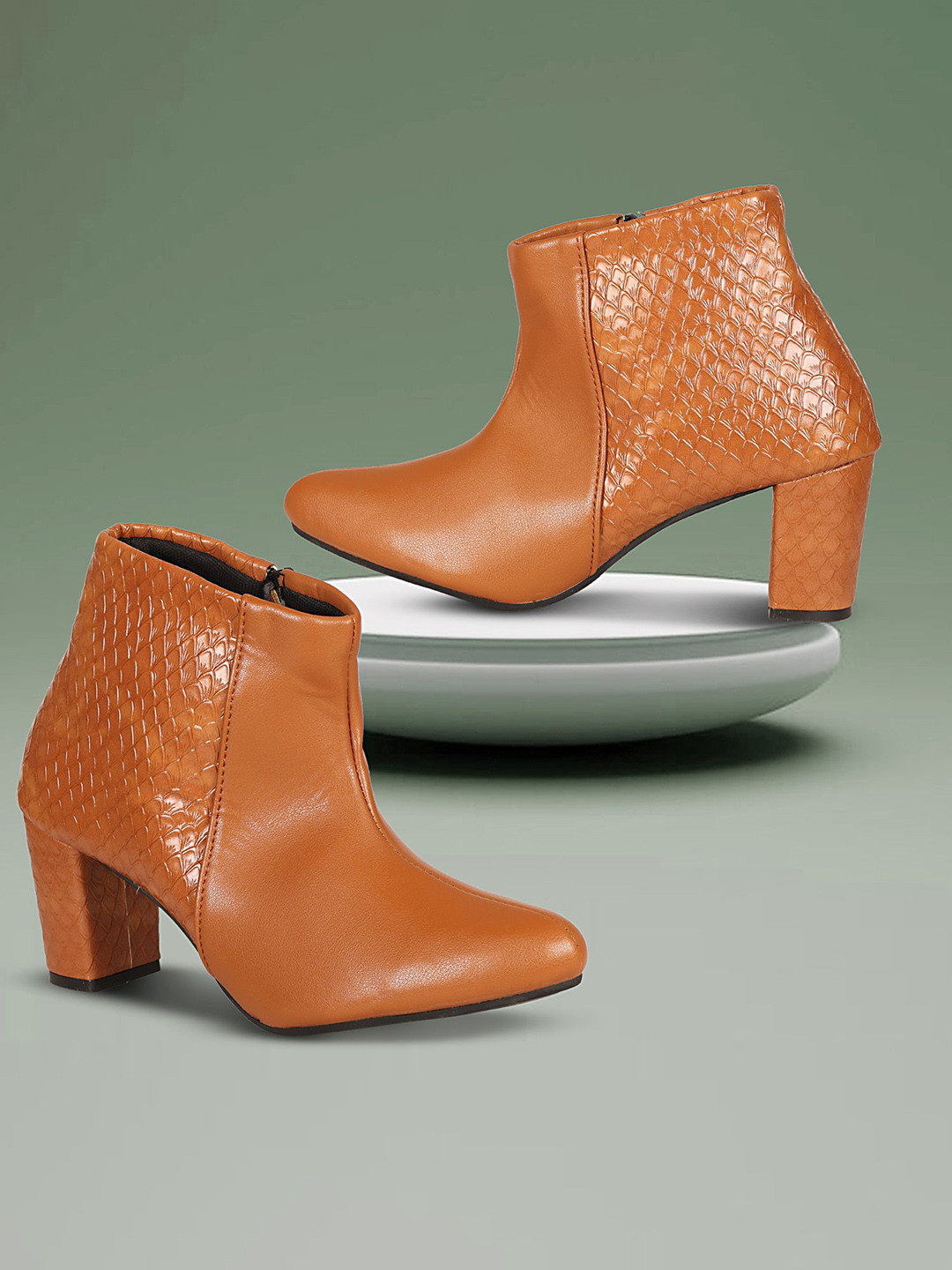 Buy Commander Shoes Women Textured High Heel Zip Boots - Boots for ...