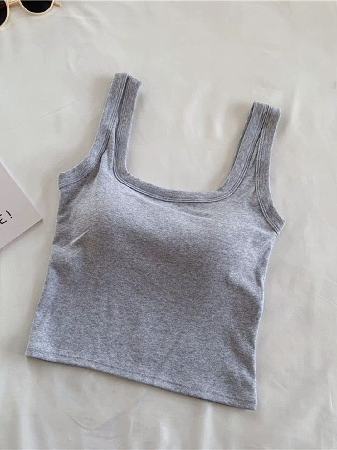 Buy Alamode By Akanksha Grey Jared Tank Tops With Inbuilt Bra - Tops ...