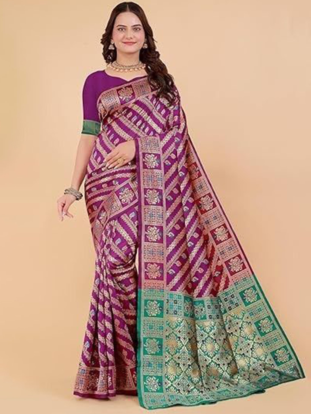 Buy Suratwala Ethnic Motifs Woven Design Kota Saree With Blouse ...