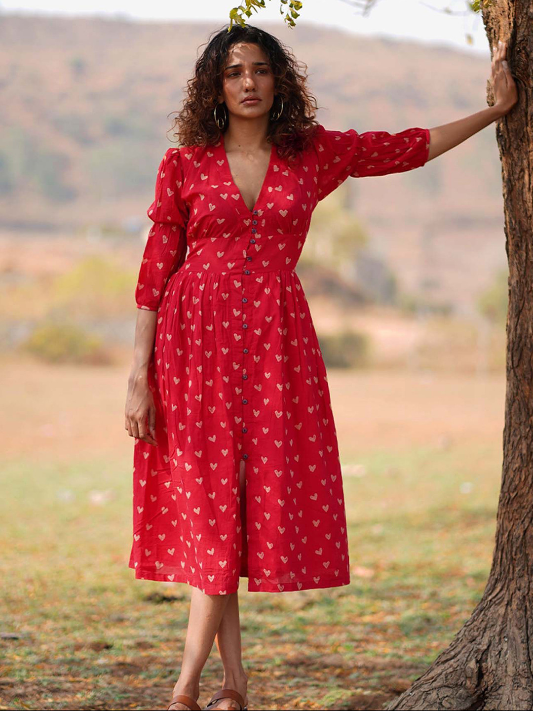 Buy Chidiyaa Women Dil Se Re Handblock Printed Cotton Fit And Flare ...