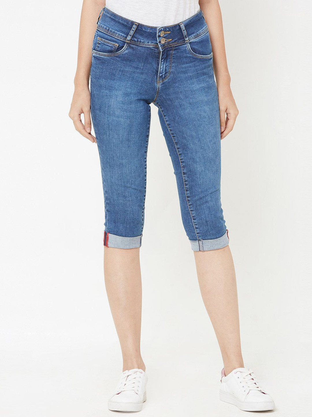 Buy Kraus Jeans Women Pure Cotton Mid Rise Capris - Capris for Women ...